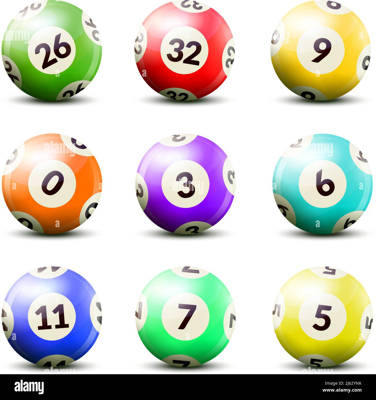 Lottery number balls set of nine isolated realistic images of balls for ...