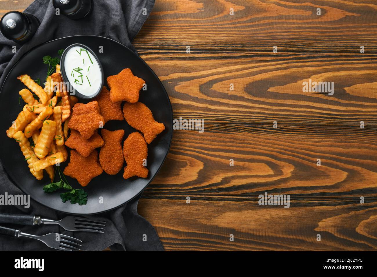 Fish and Chips british fast food. Fish Sticks with french fries set on ...