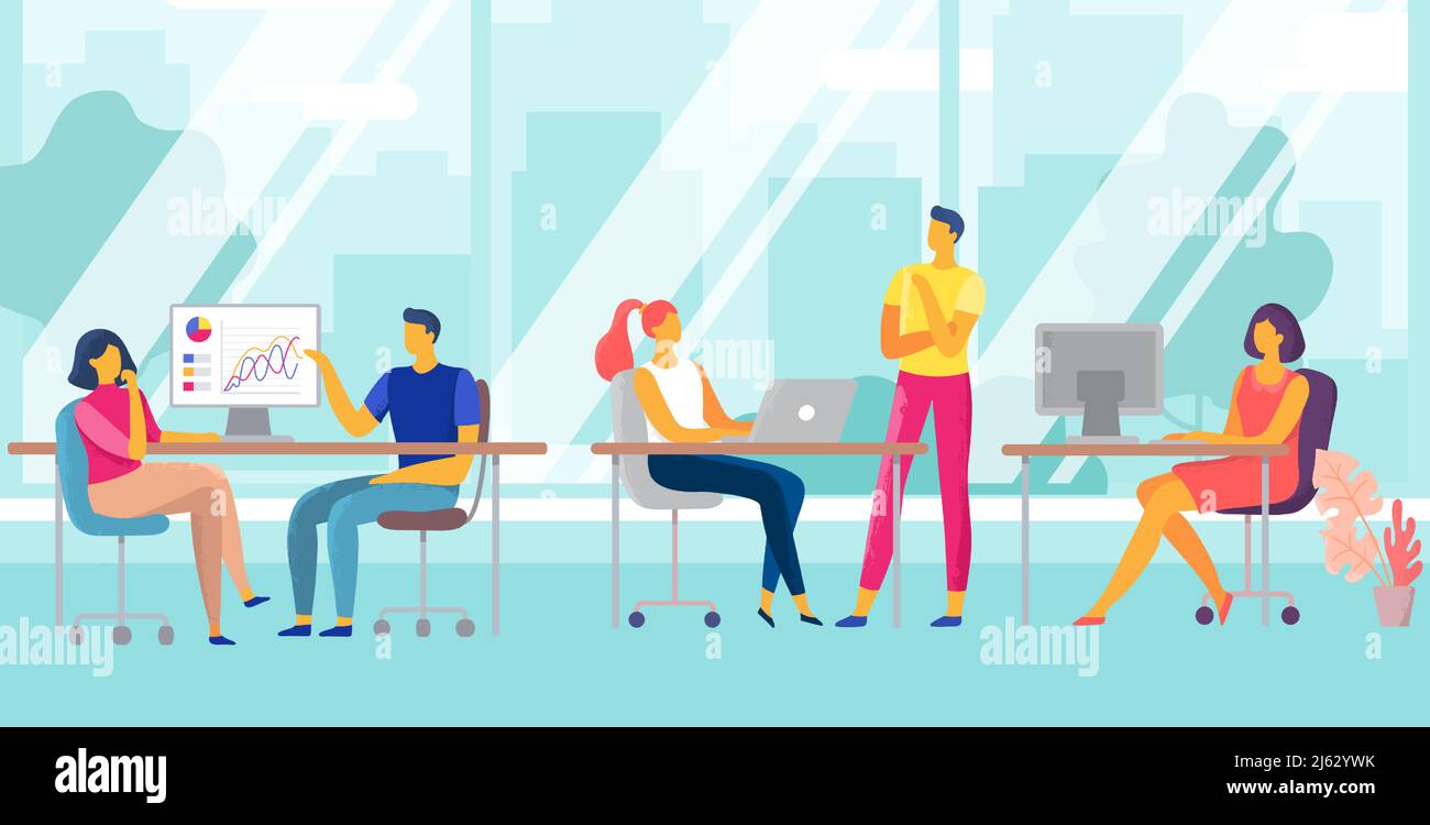 Modern loft workspace interior Stock Vector Images - Alamy