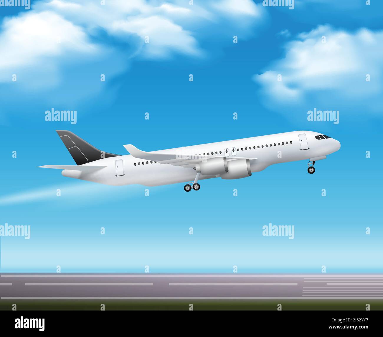 Large modern passenger airliner jet takeoff realistic air ...