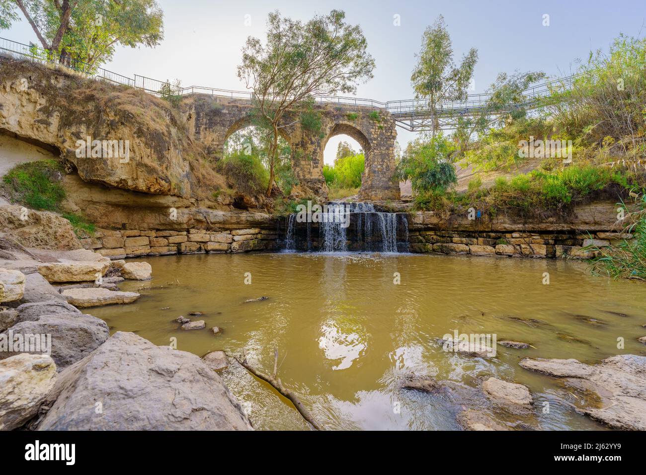 View of the ancient Kantar bridge, over the Harod Stream, with ...