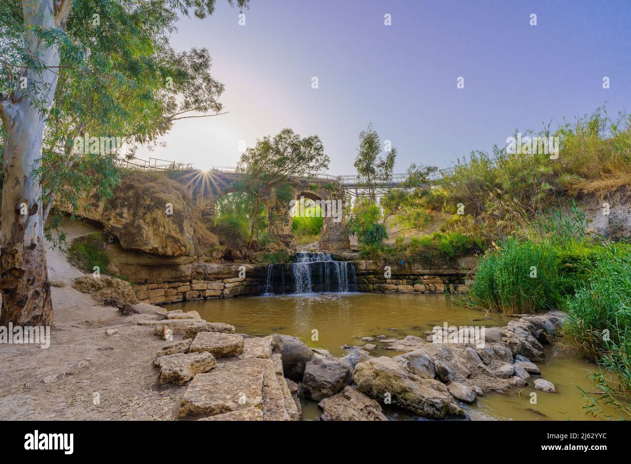 View of the ancient Kantar bridge, over the Harod Stream, with ...