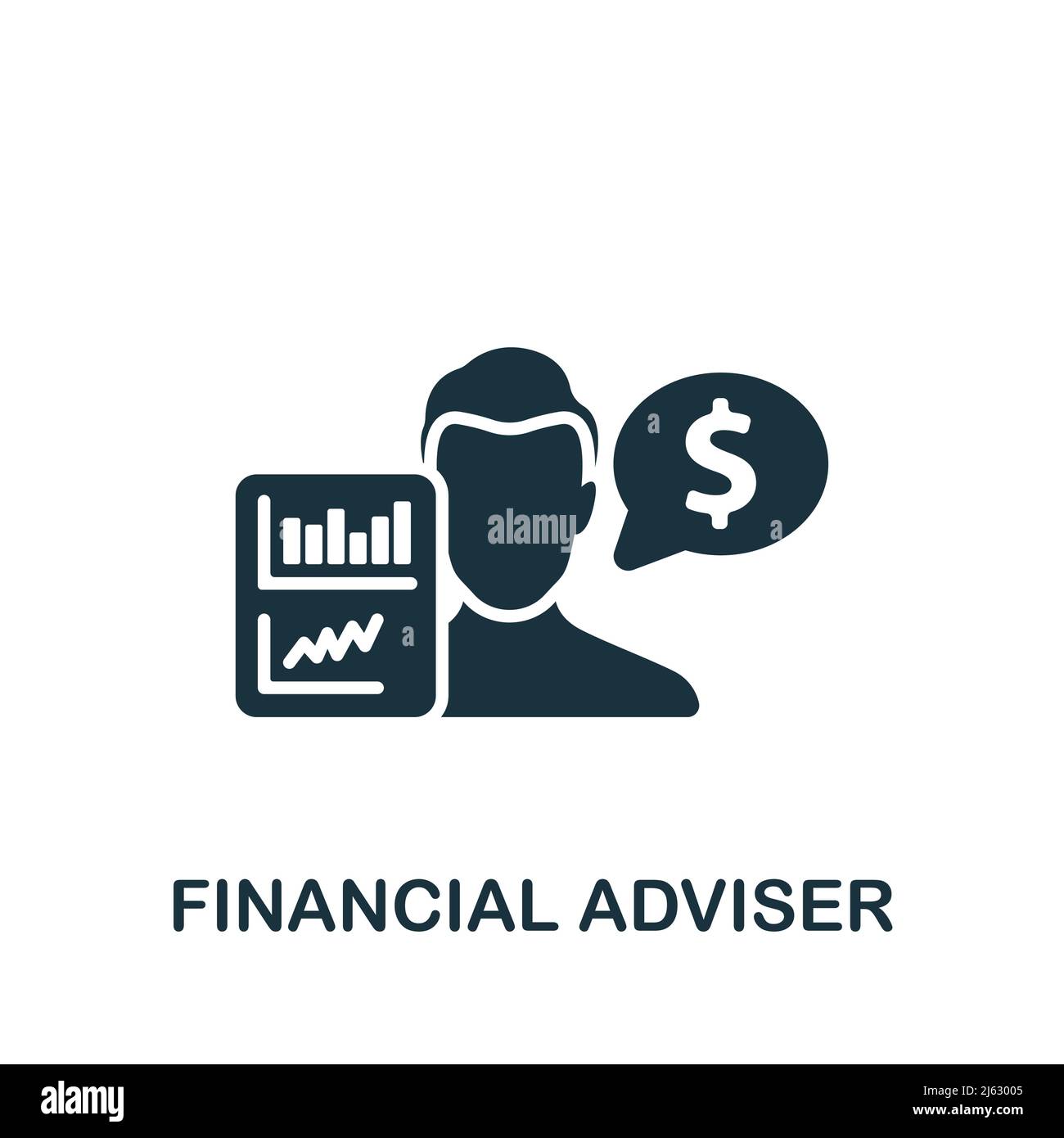 Financial Adviser icon. Monochrome simple Brain Process icon for ...