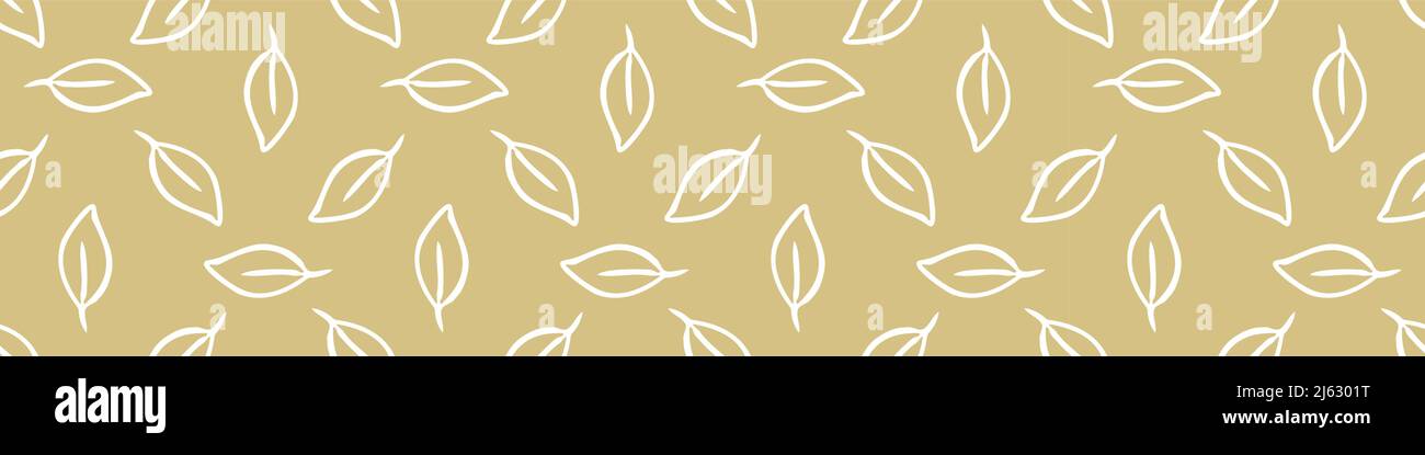 Gender neutral foliage seamless vector border. Simple whimsical 2 tone ...