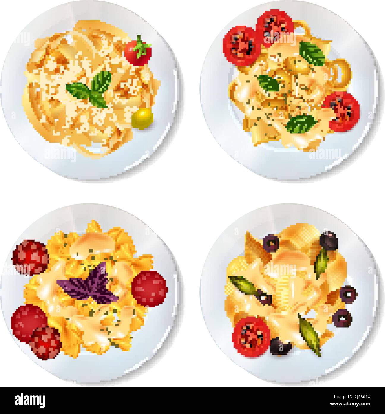 Delicious pasta dishes with sauce pepperoni tomatoes olives and herbs ...