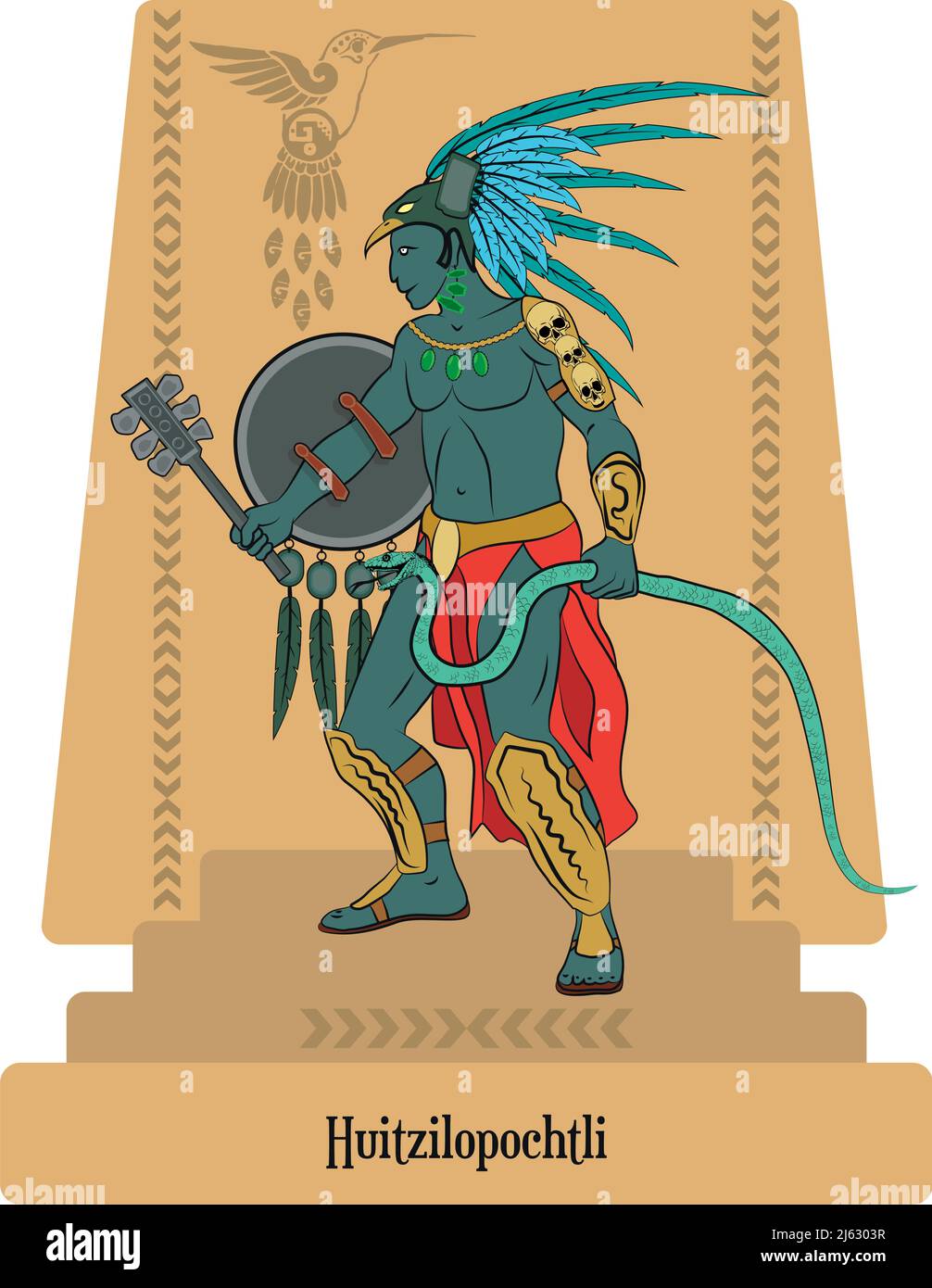 Illustration vector isolated of Aztec god huitzilopochtli Stock Vector ...
