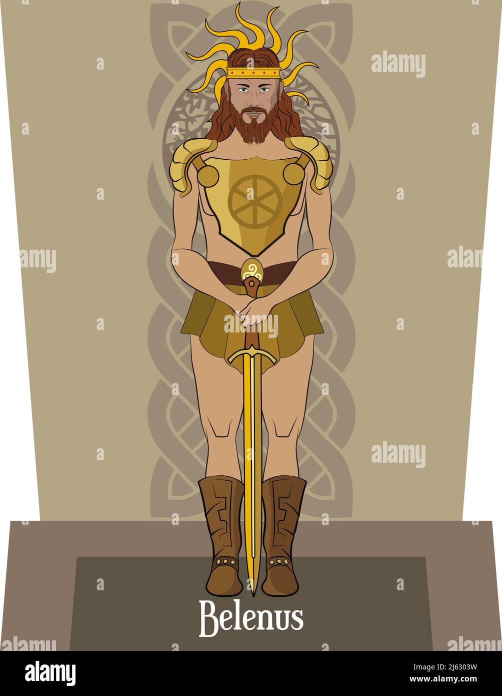 Illustration vector isolated of celtic god Belenus Stock Vector Image ...