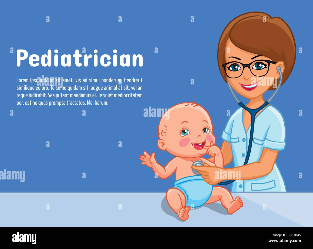 Pediatrician and child baby vector cartoon illustration for pediatrics ...