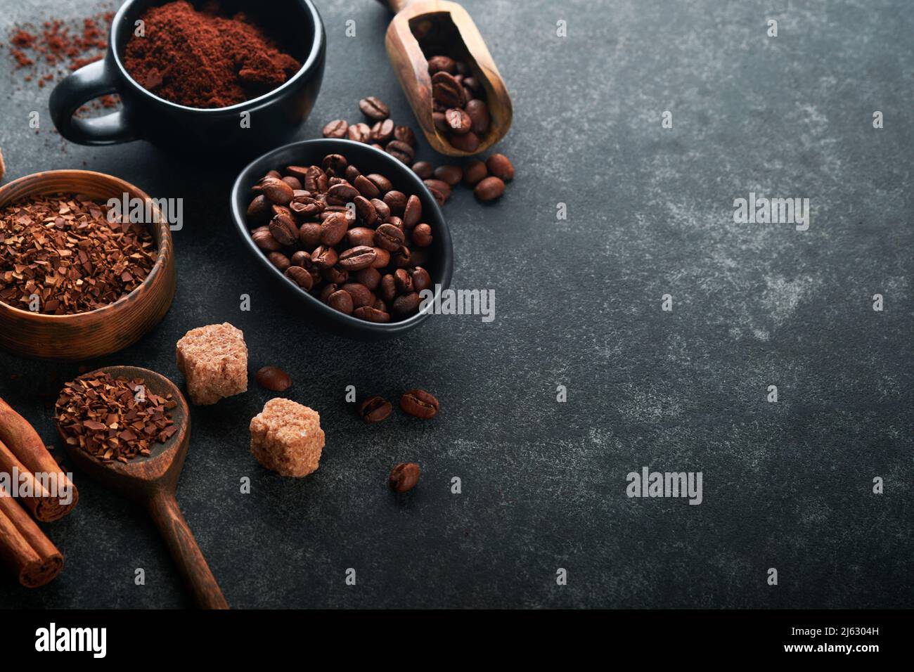 Coffee beans background. Roasted Coffee concept with differents types ...