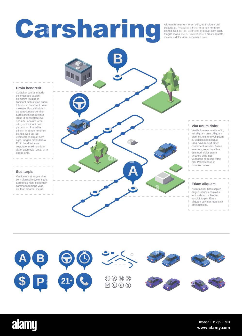 Isometric carsharing vector illustration 3D of car sharing or carpool ...