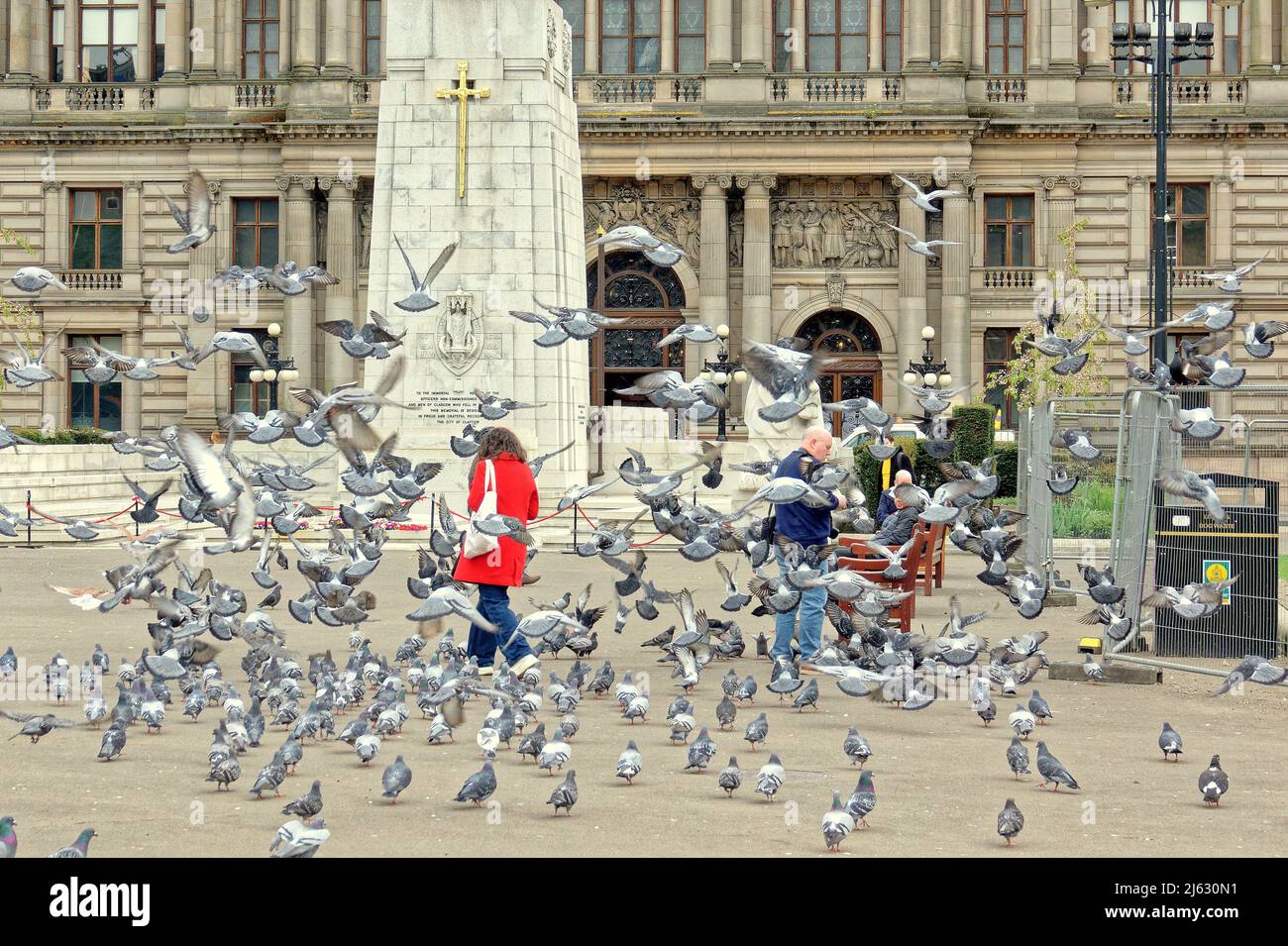 Glasgow, Scotland, UK 27th April, 2022. Pigeon infestation continues to ...