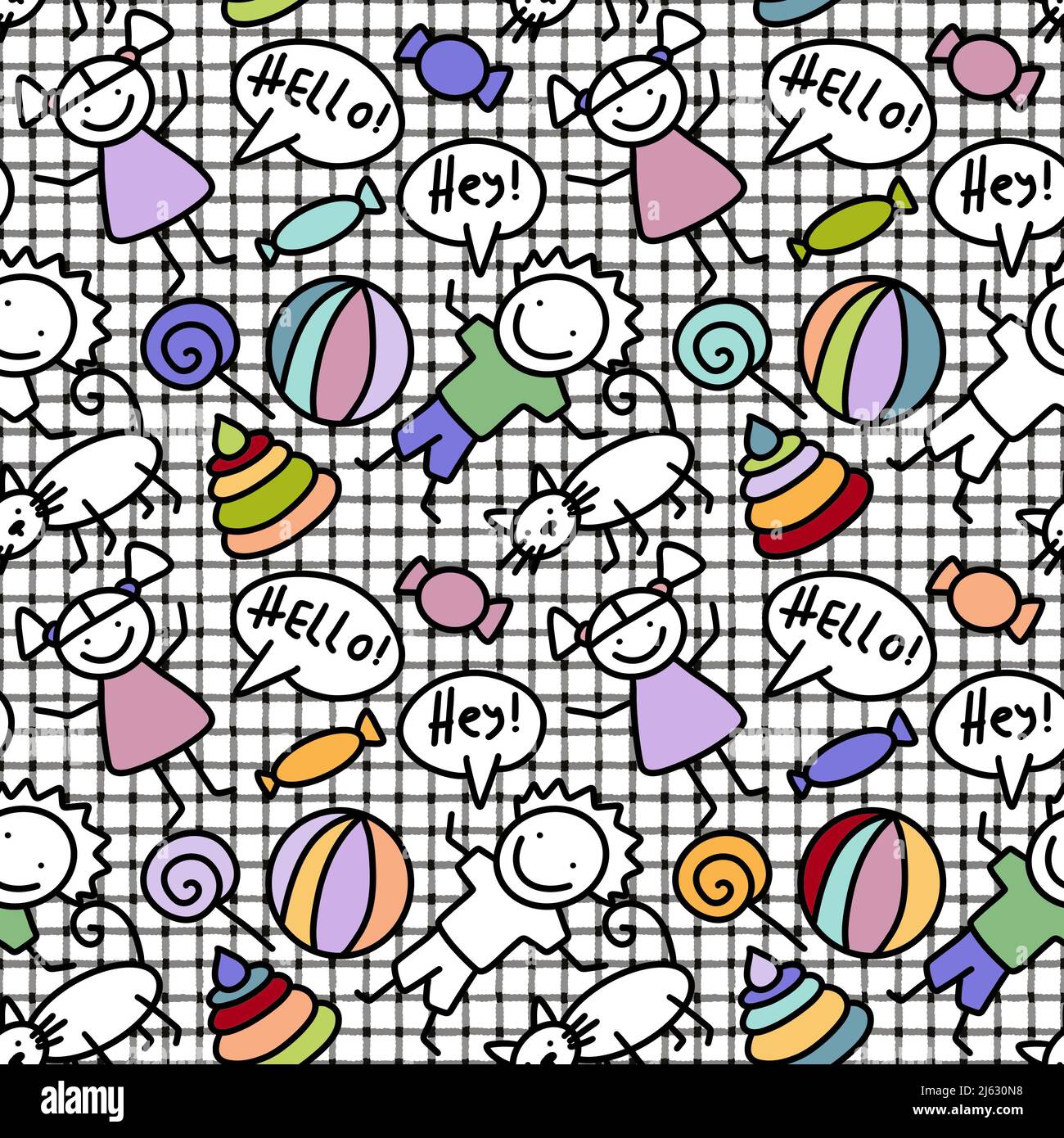 Cartoon seamless kids comic pattern for fabrics and textiles and ...