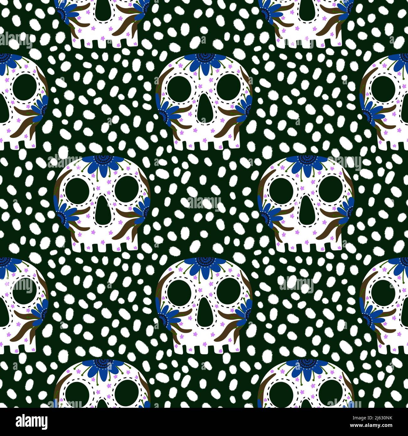Seamless sugar skulls pattern for fabrics and textiles and packaging ...