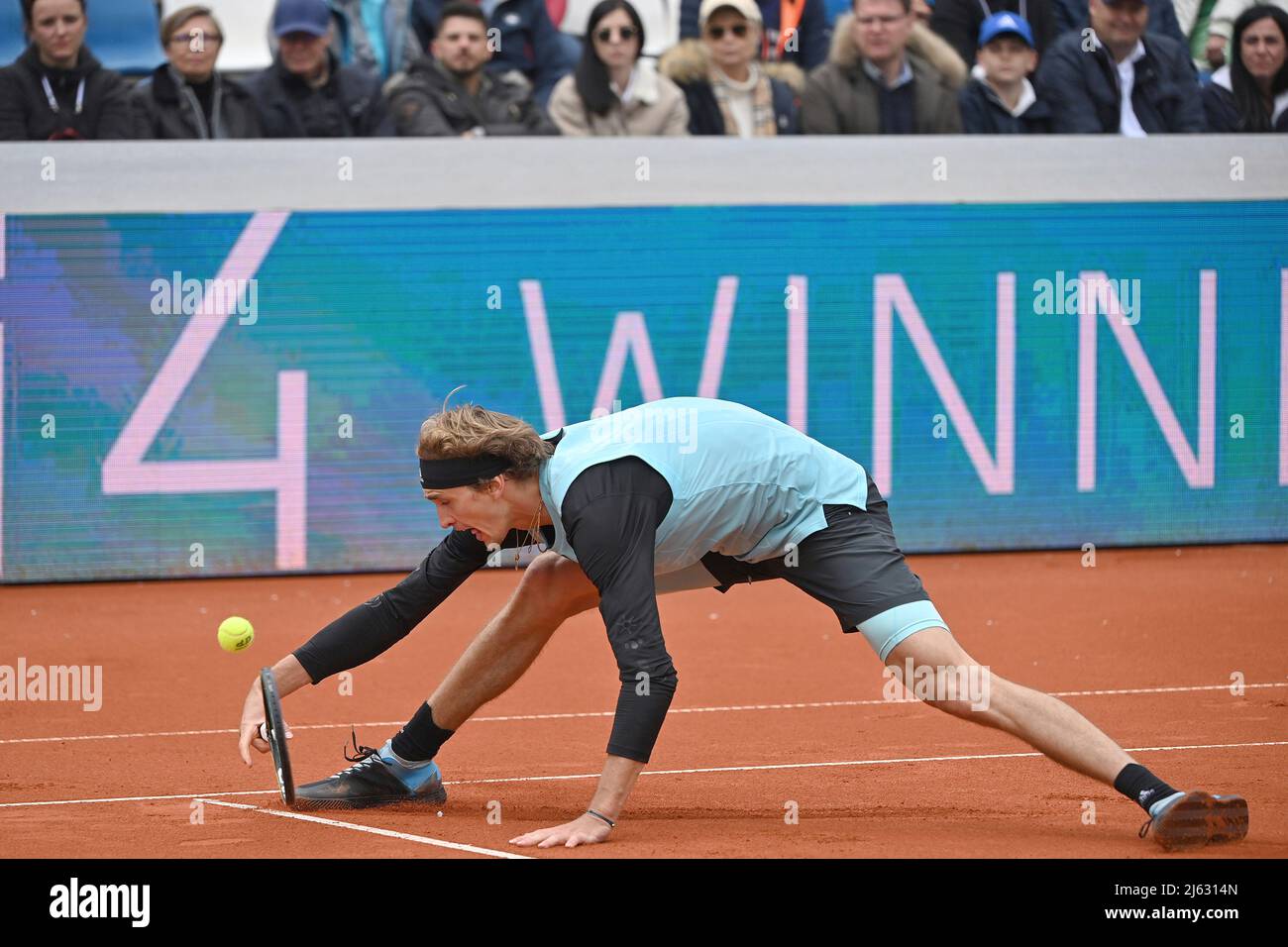 Munich, Deutschland. 27th Apr, 2022. Alexander ZVEREV (GER) stretches ...