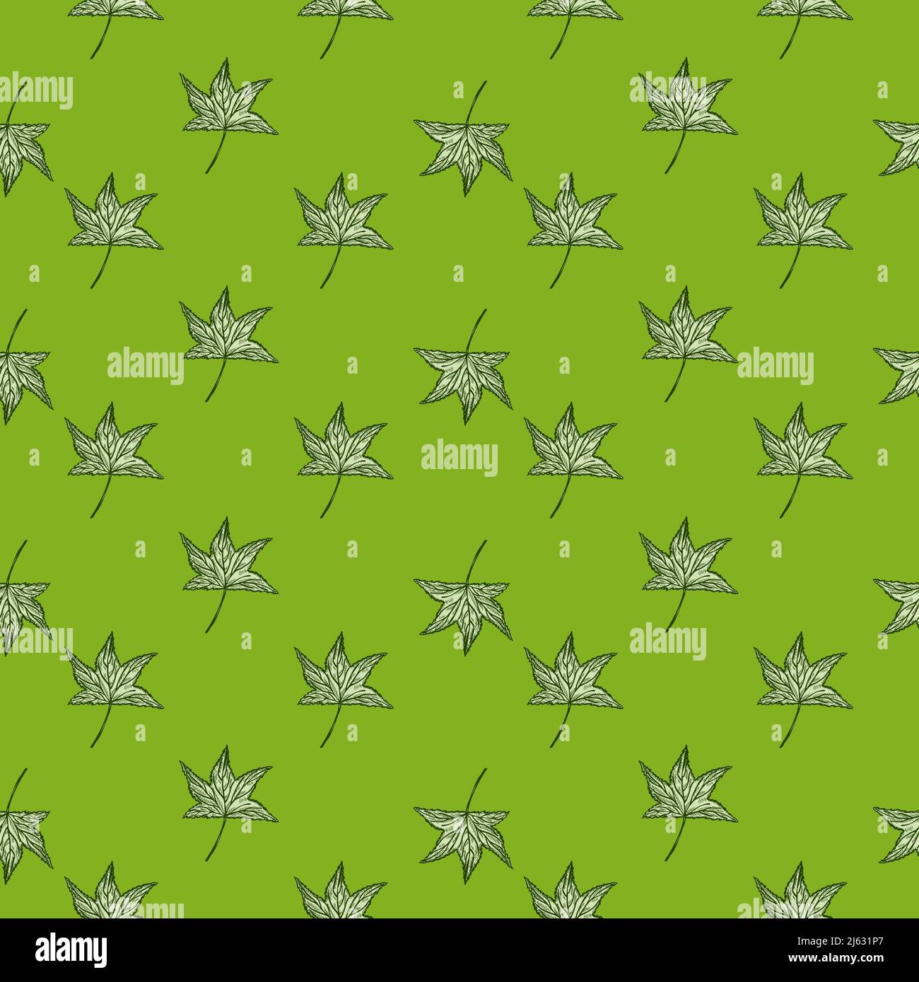 Engraved tree leaves seamless pattern. Vintage background botanical ...
