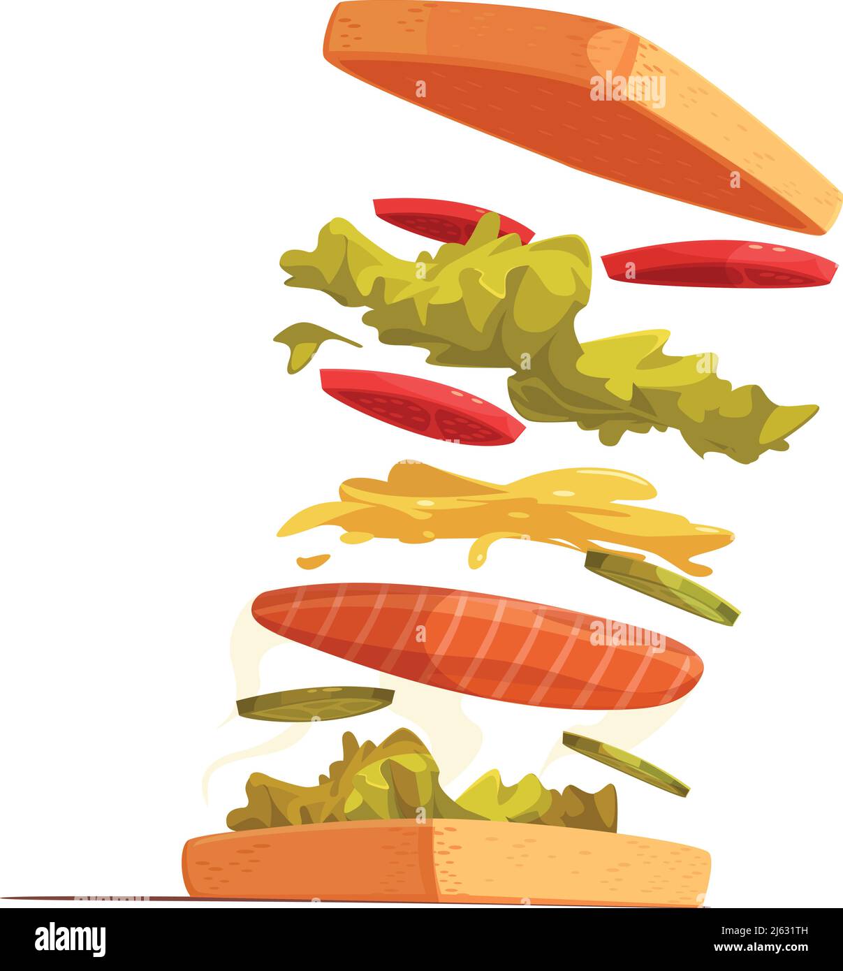 Sandwich ingredients composition with bread red fish sliced vegetables ...