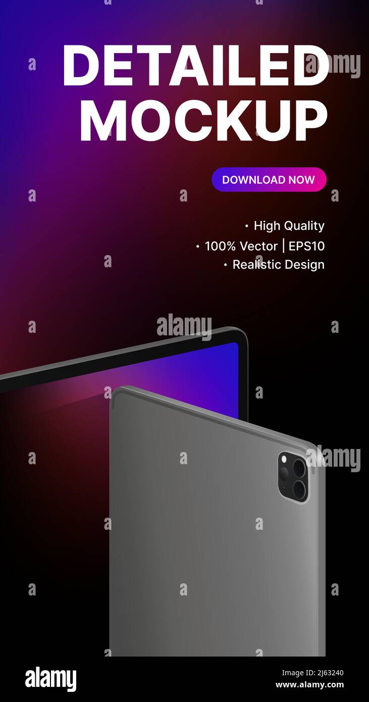Vertical banner for Tablets Presentation. Devices from different angles ...