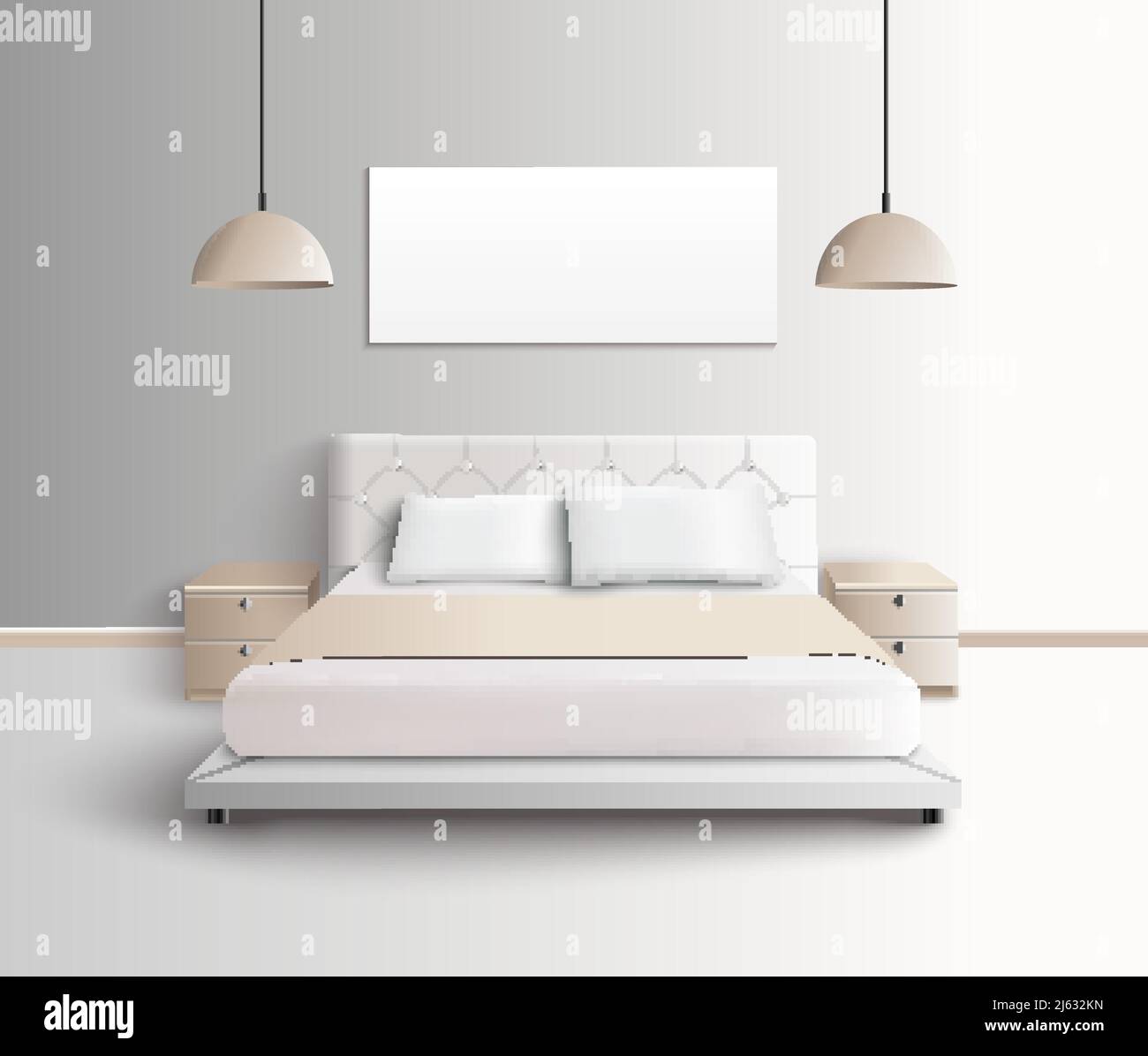 Bedroom furniture interior realistic composition with images of bed ...