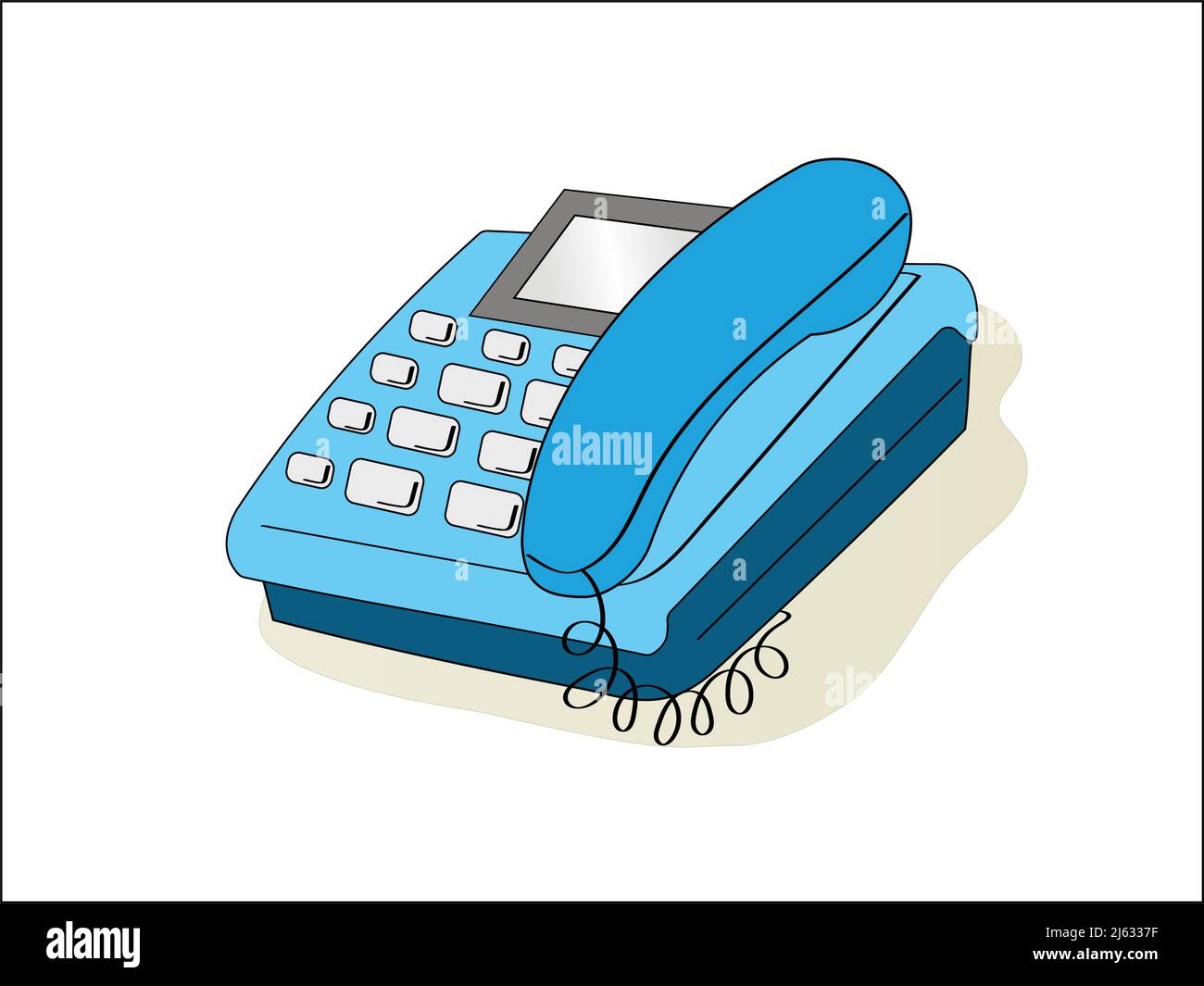illustration of blue telephone with answering machine on white,stock ...