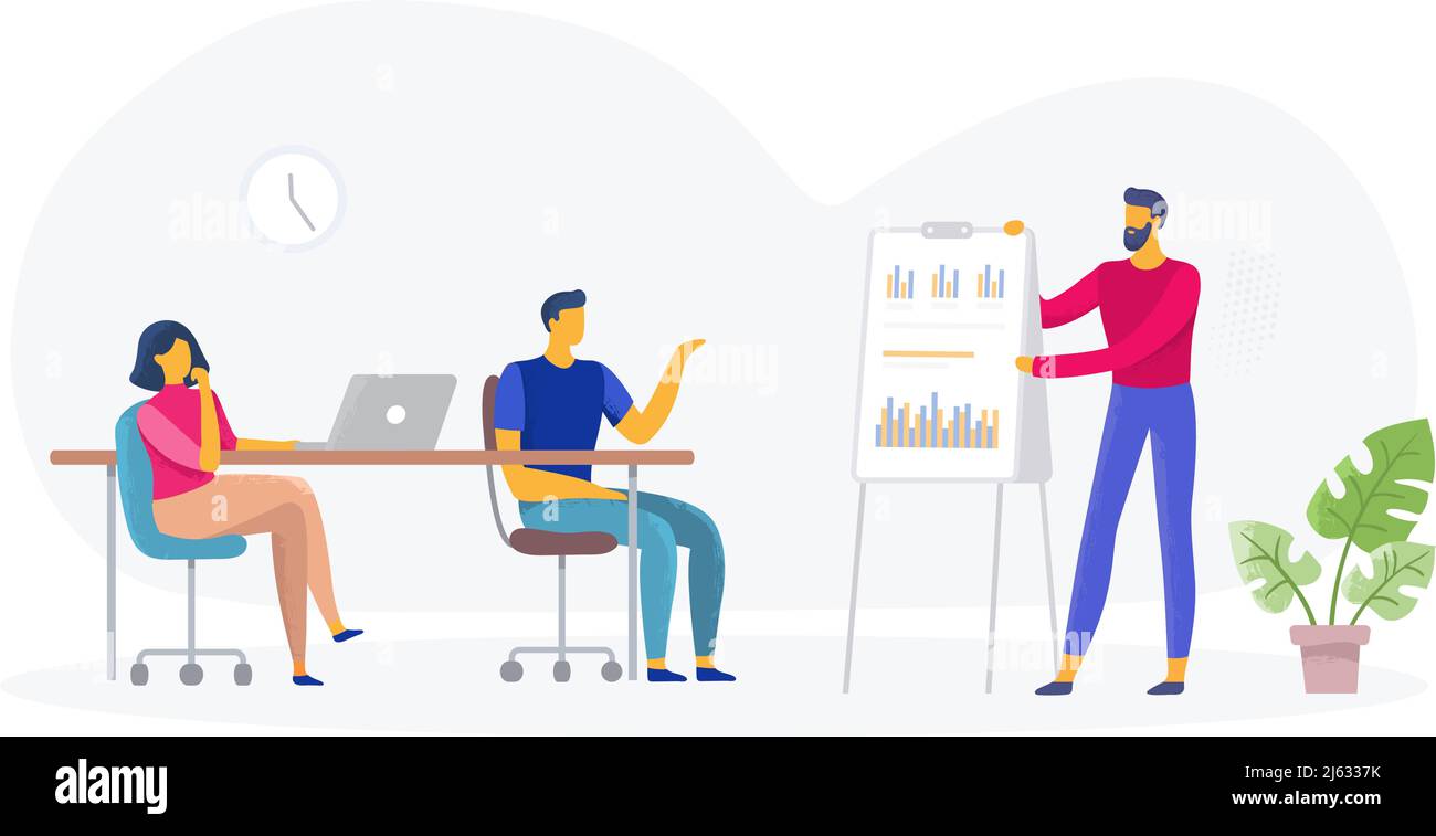 Office workflow process, teamwork project meeting concept Stock Vector ...