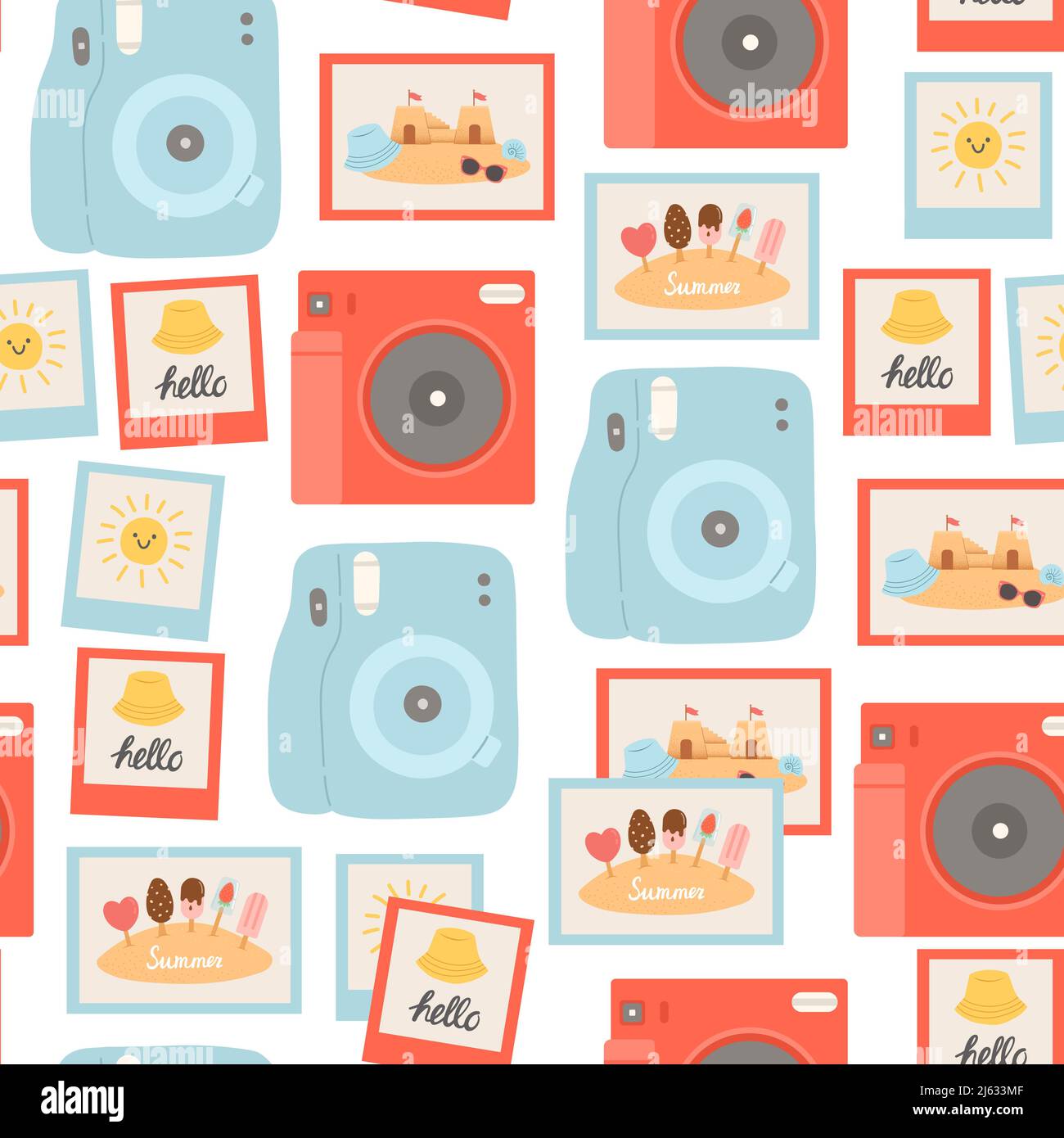 Summer seamless pattern with cameras and vector Stock Vector Image ...