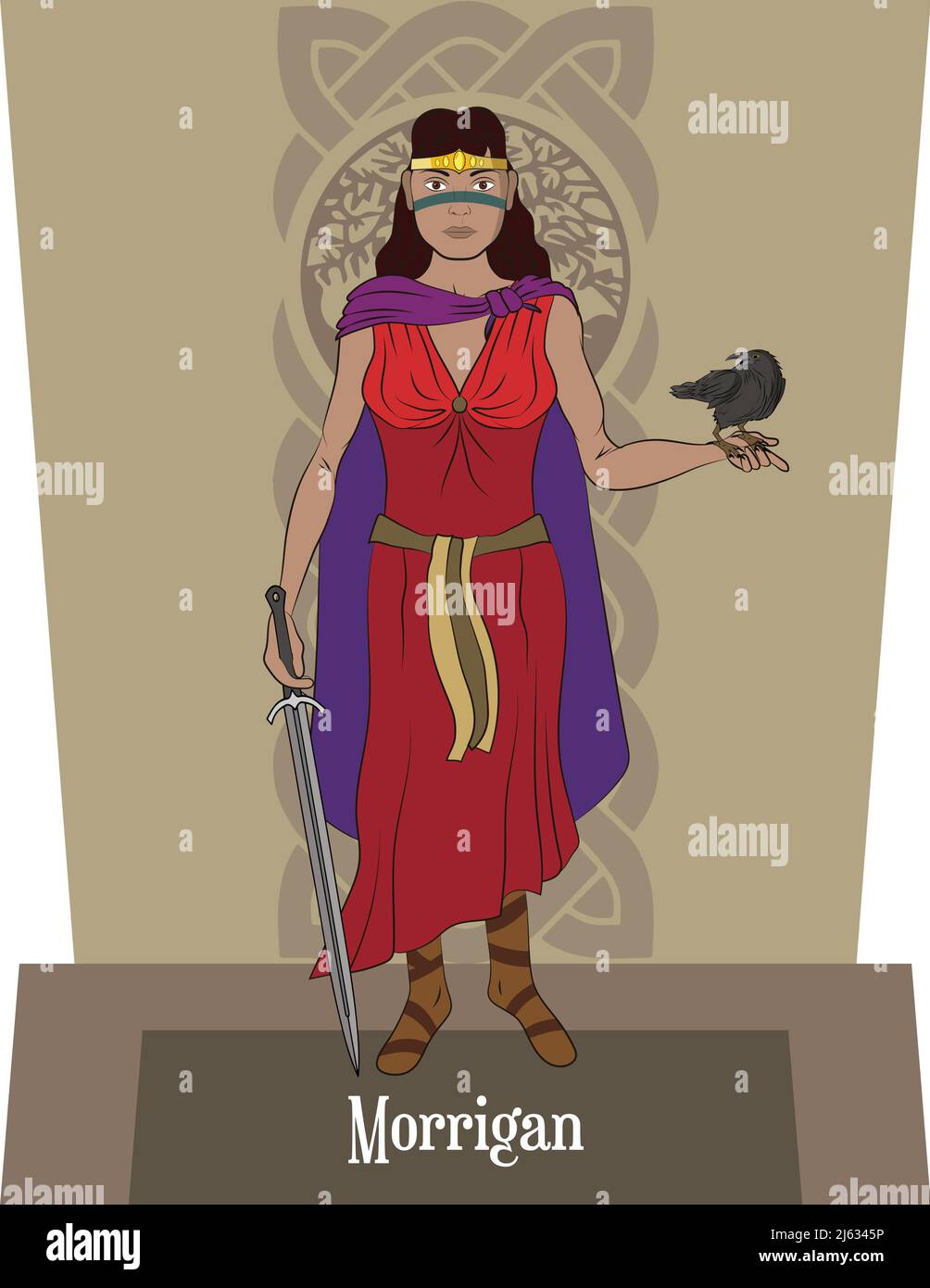 Illustration vector isolated of celtic god Morrigan Stock Vector Image ...