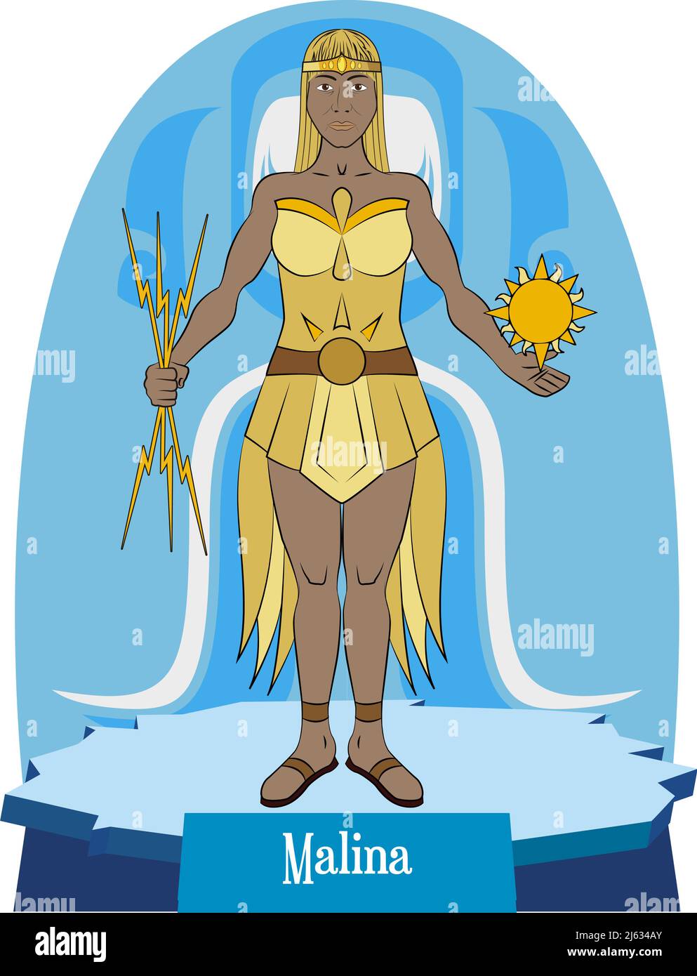 Vector isolated illustration of inuit, eskimo mythical deity, Malina, the goddess of the sun ...
