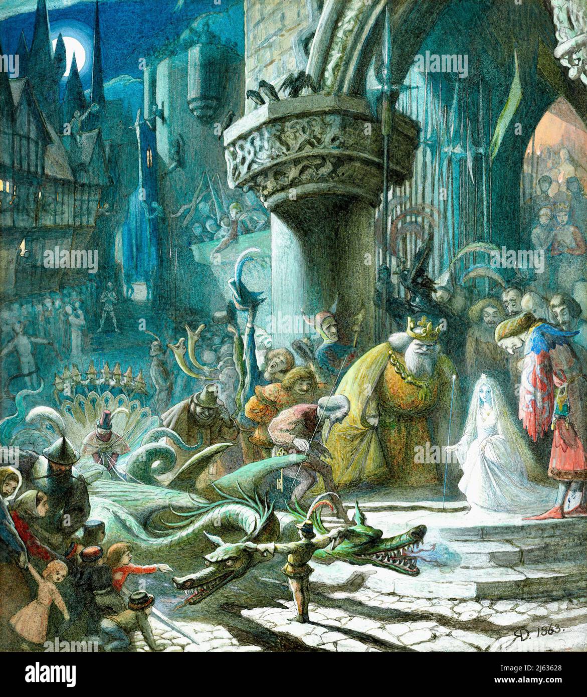 Richard Doyle - Scene from The Sleeping Beauty; the Good Fairy leaving ...