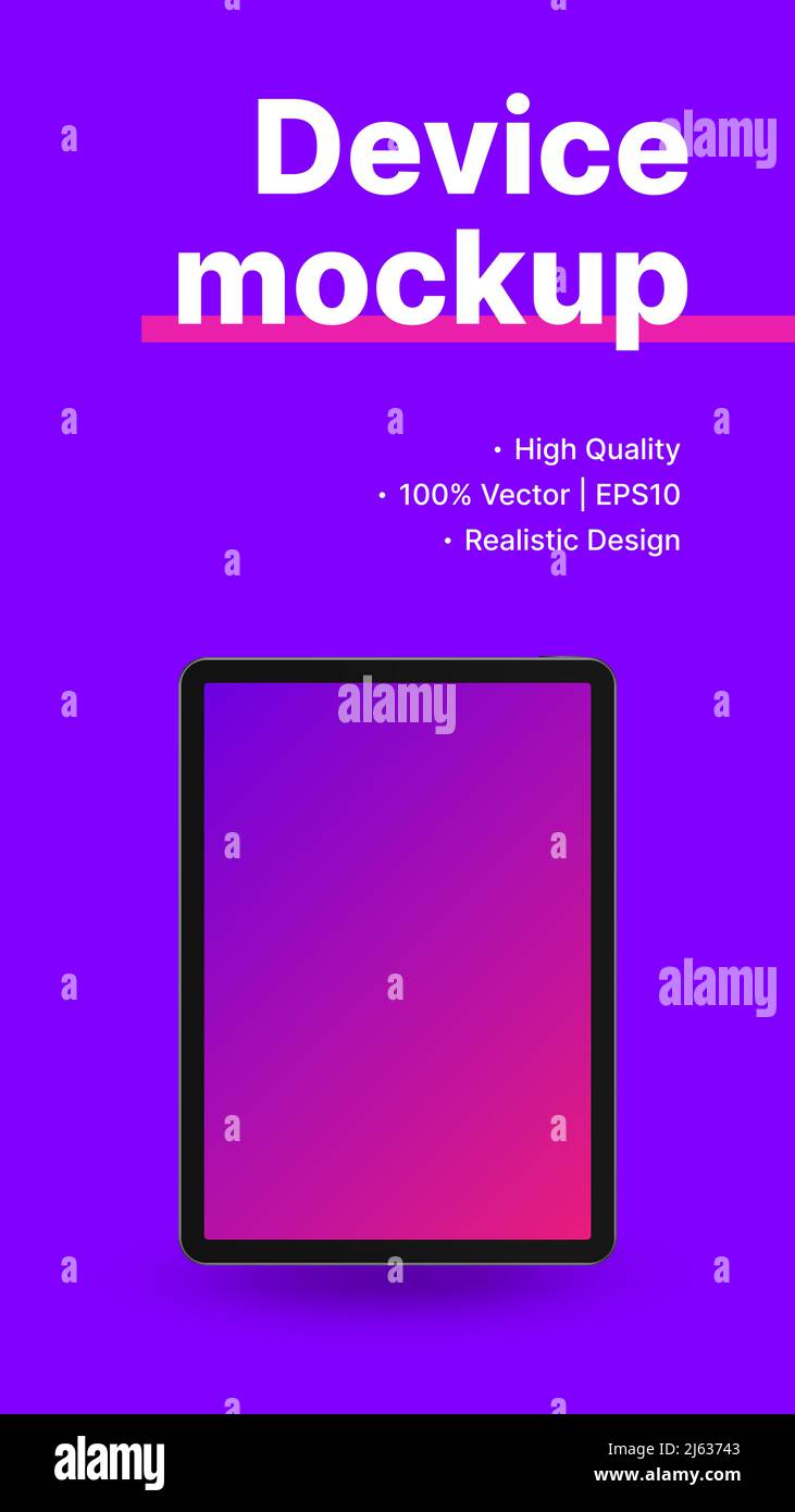 Vertical Advertisement Banner. Tablet Front View with Blank Screen ...