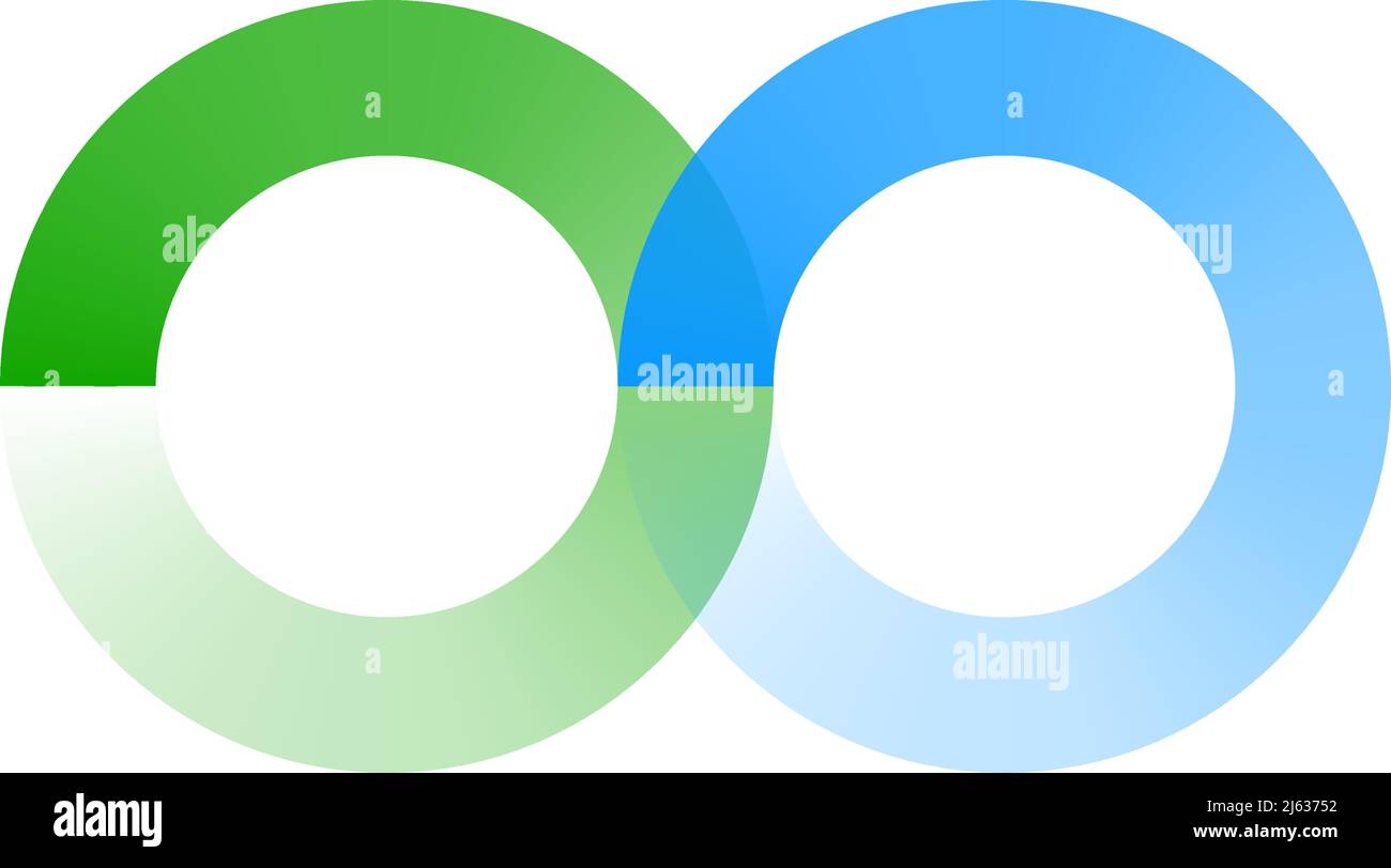 Intersecting circles, rings abstract geometric icon, vector ...