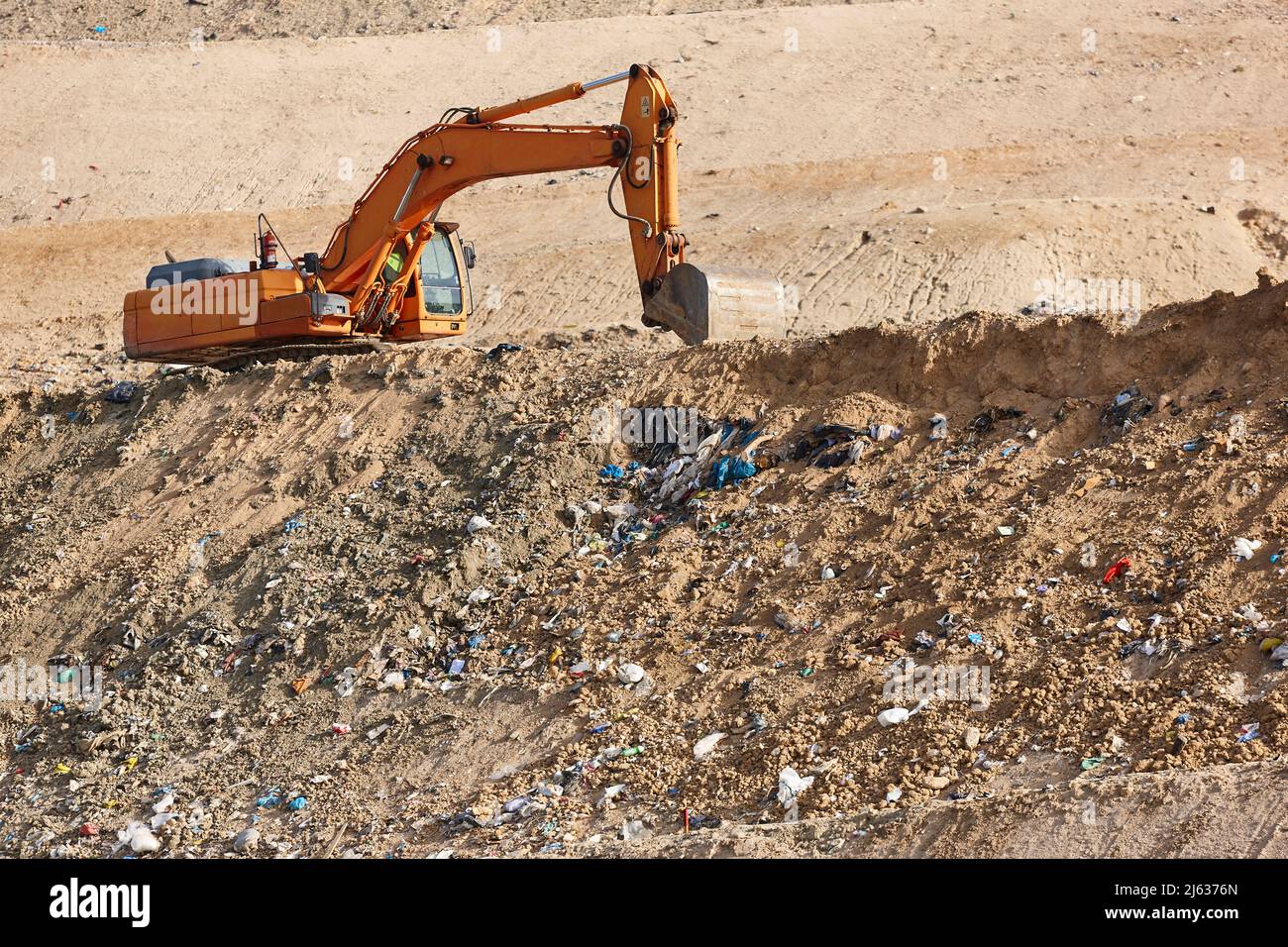 Open air garbage dump. Plastic waste pollution. Recycling junk ...