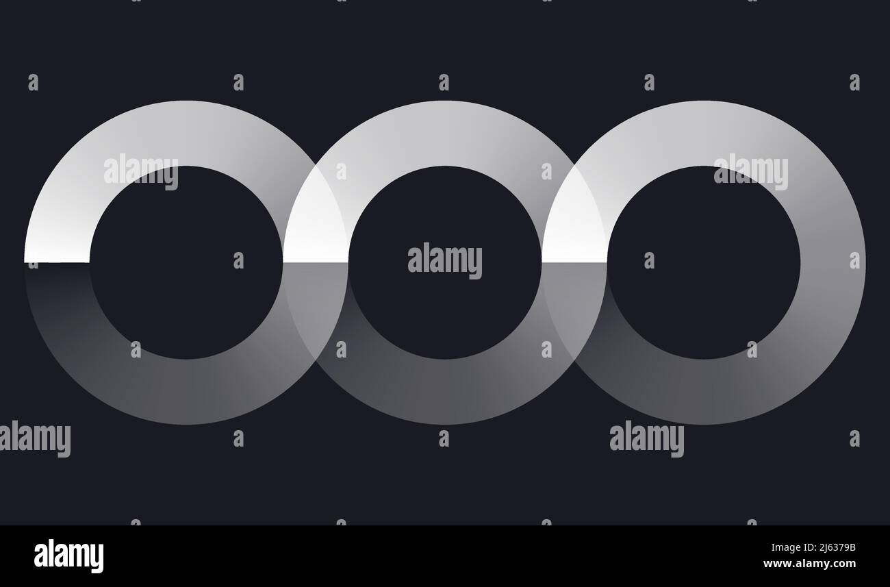 Intersecting circles, rings abstract geometric icon, vector ...