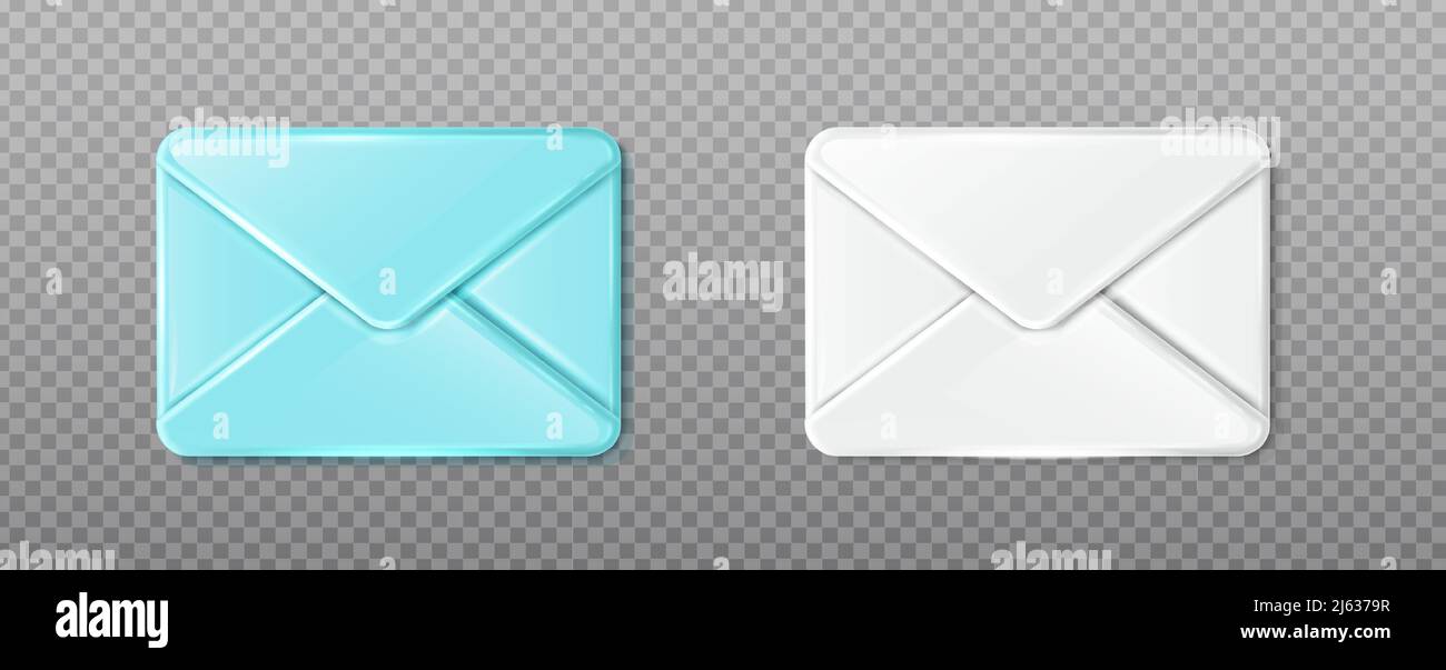 realistic vector icon set. Message envelope in white and blue. Isolated ...