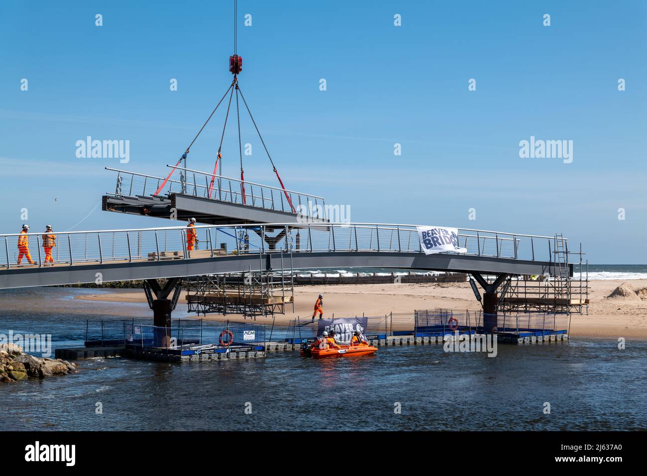 Lossiemouth, Moray, UK. 27th Apr, 2022. This is the new footbridge ...