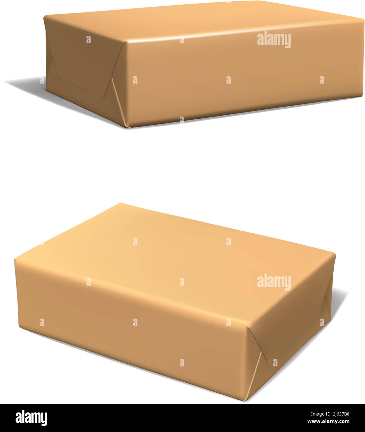 realistic vector icon set. Set cardboard brown rectangular boxes in ...