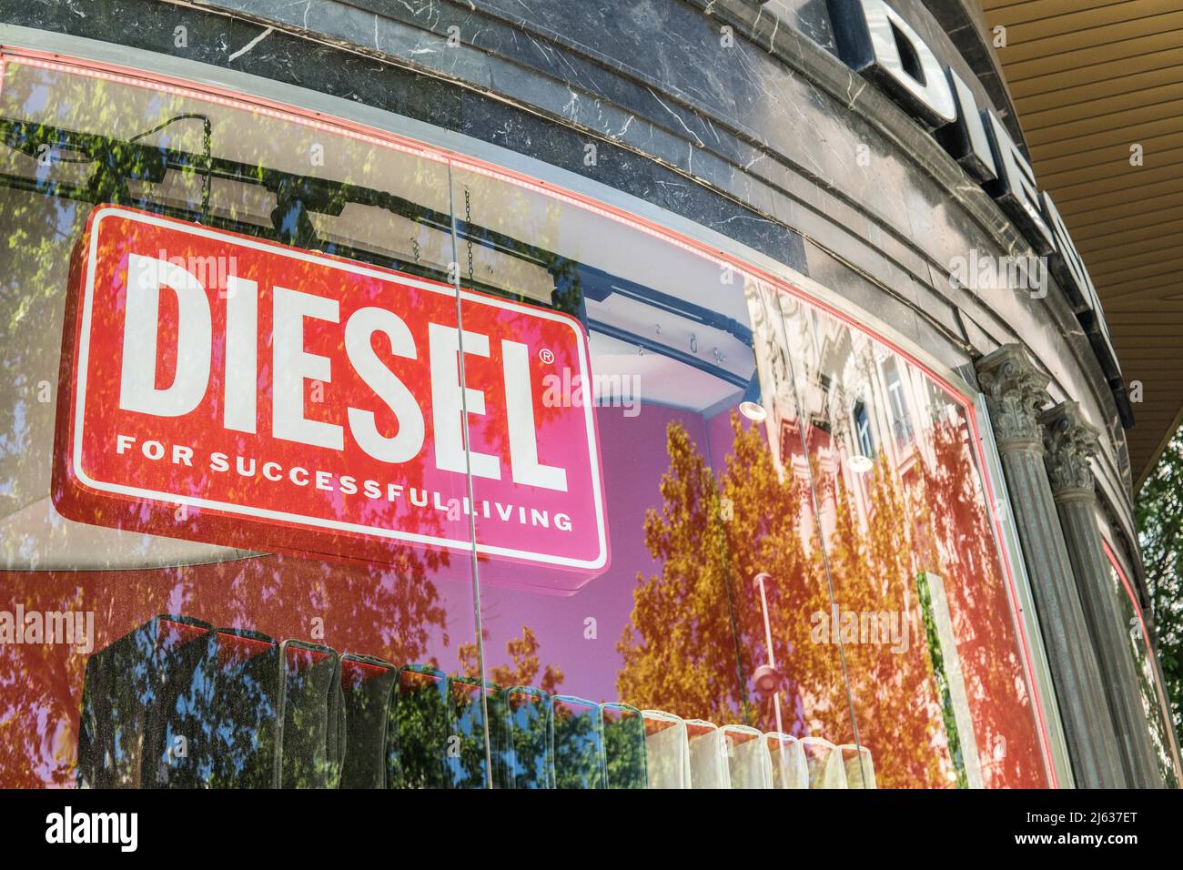 Italian multinational clothing brand Diesel logo seen at its store ...