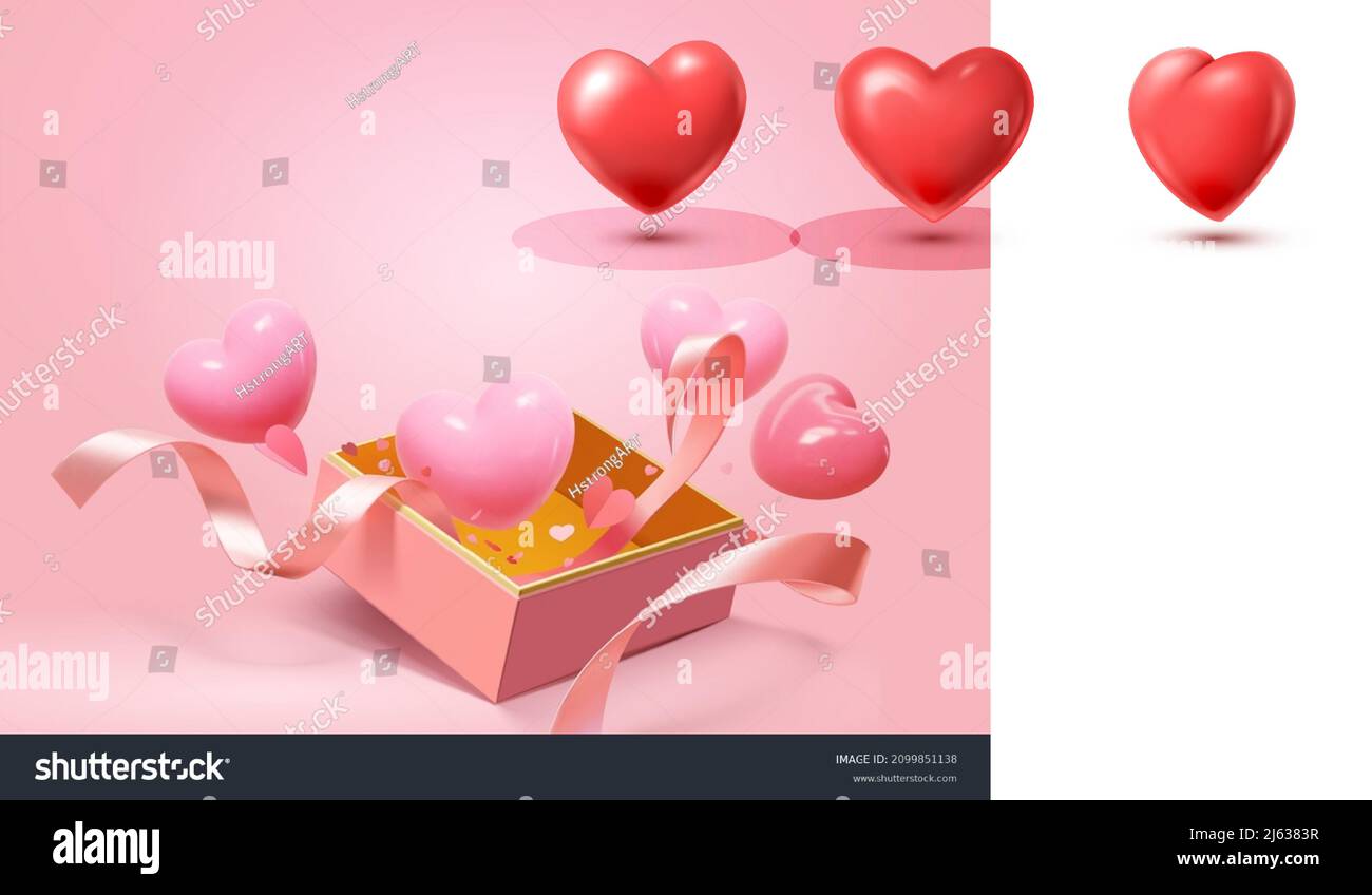 realistic vector icon set. Heart shape in different side, front and ...