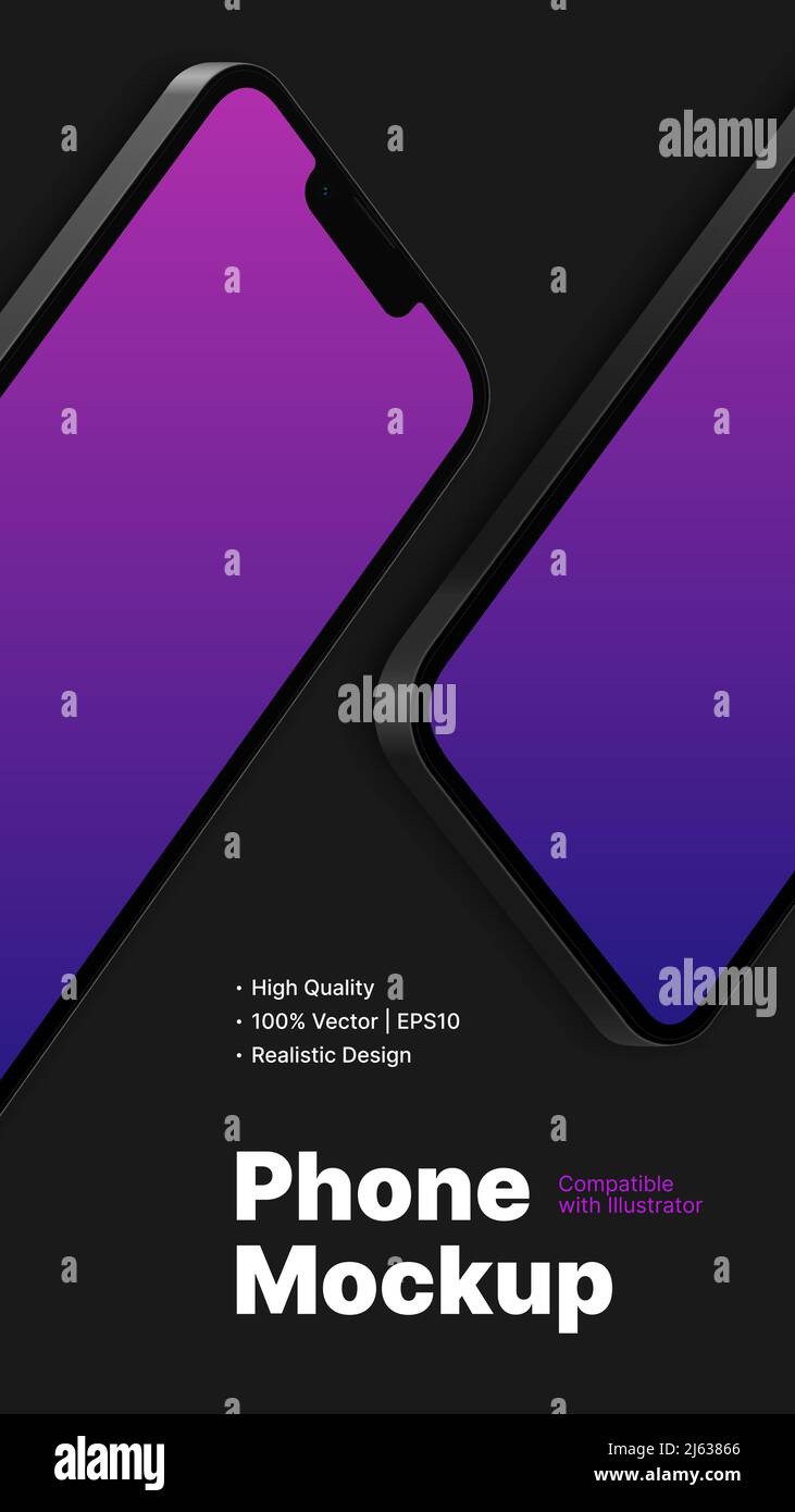 Smartphone Mockup on Flat Surface. Device with Blank Screen. Vertical ...
