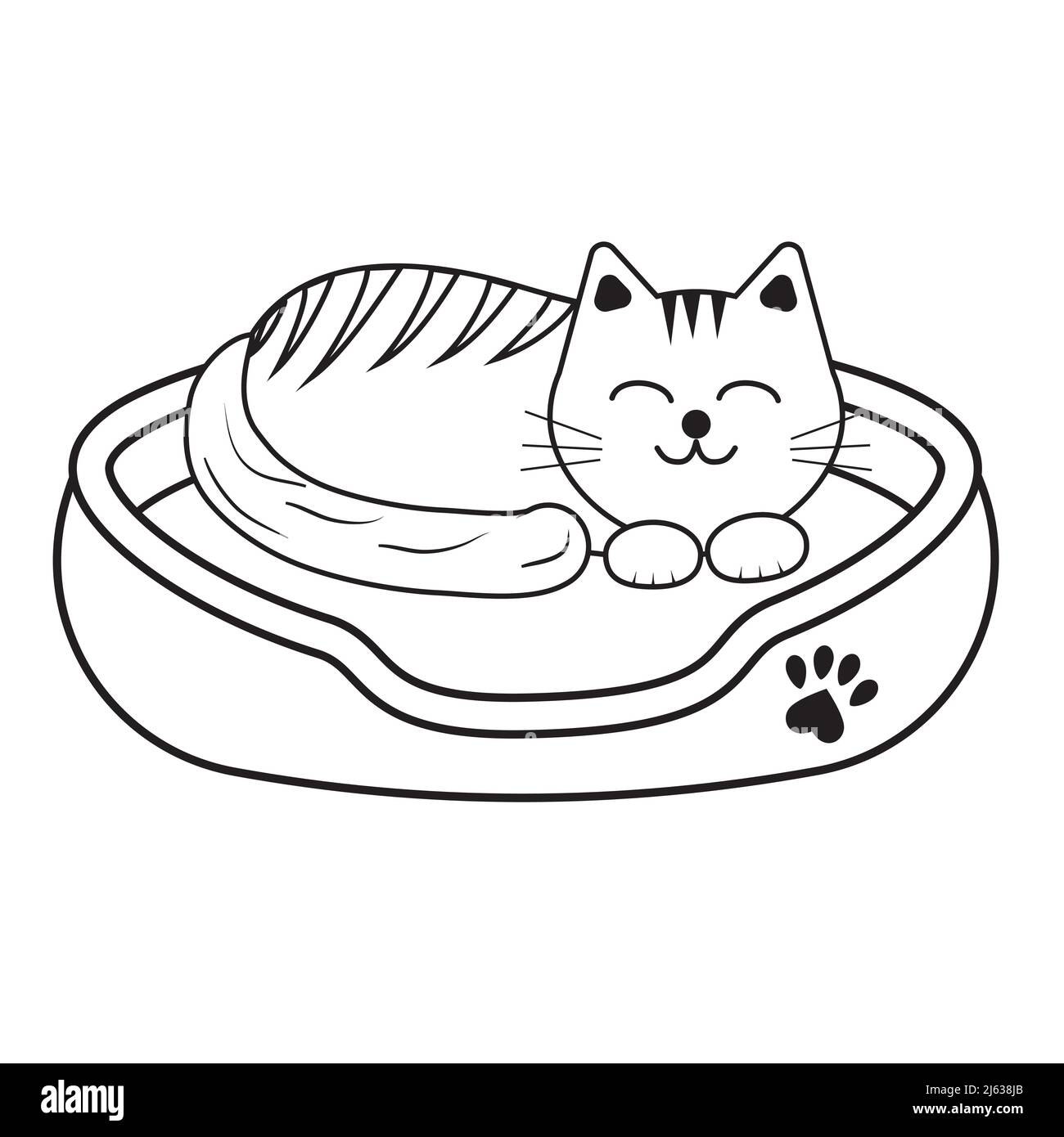 Cat Bed Clipart Black And White