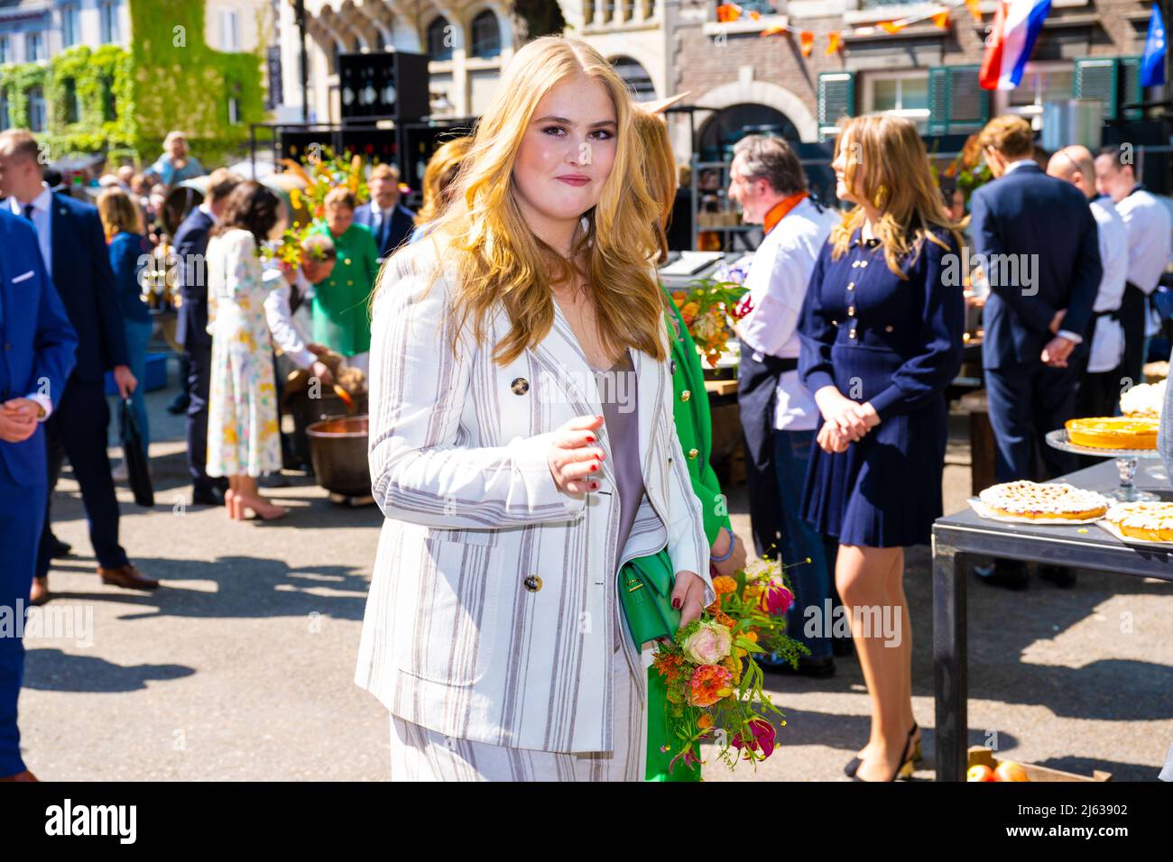 Prince Amalia of the Netherlands celebrating the King's 55th birthday ...