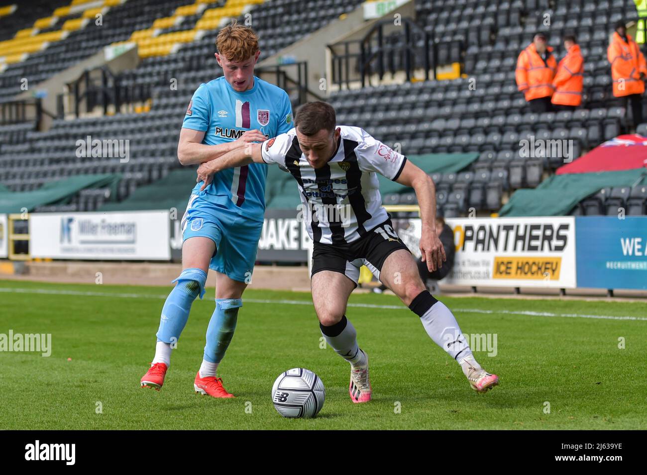 Callum Roberts of Notts County in tackle Notts County play Weymouth at ...