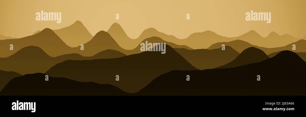 design orange wide angle of hills ridges in the clouds digital art ...