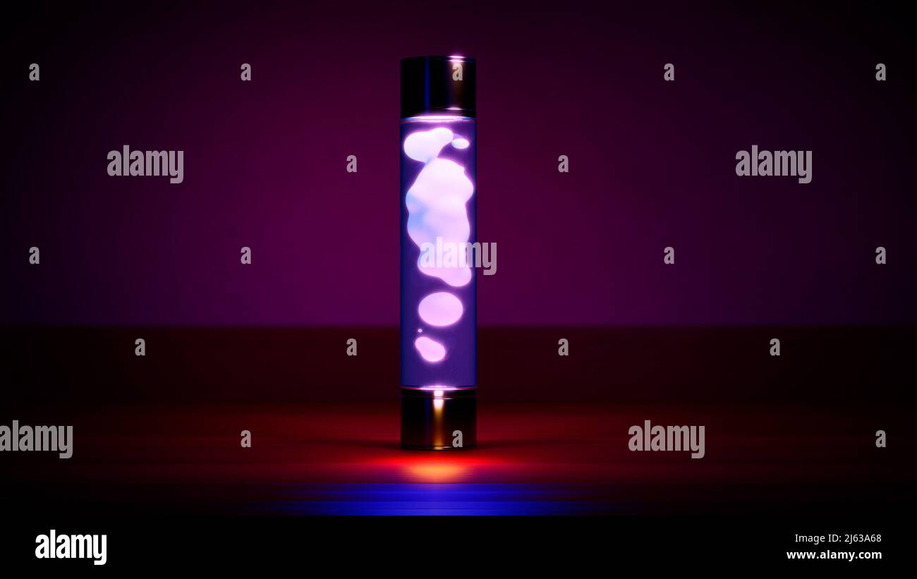 pink lava lamp lighting in dark room - object 3D rendering Stock Photo ...