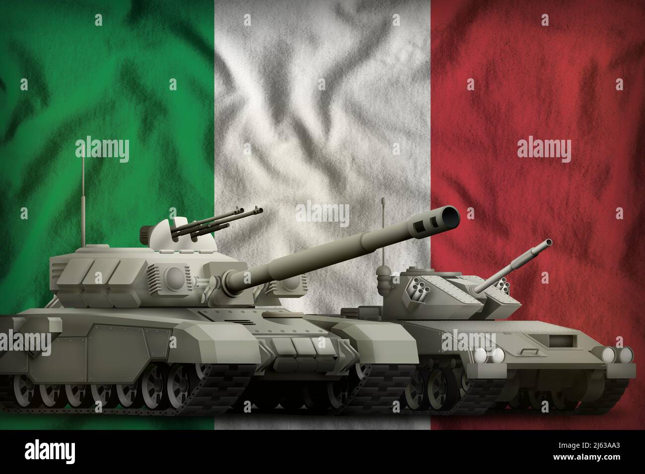 tanks on the Italy flag background. Italy tank forces concept. 3d ...