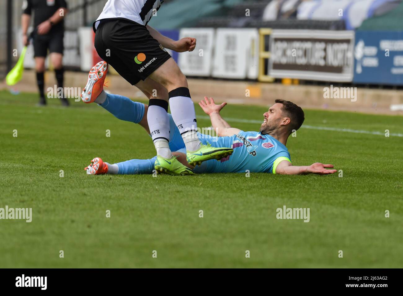 Josh McQuoid of Weymouth and Matt Palmer of Notts County seen at the ...