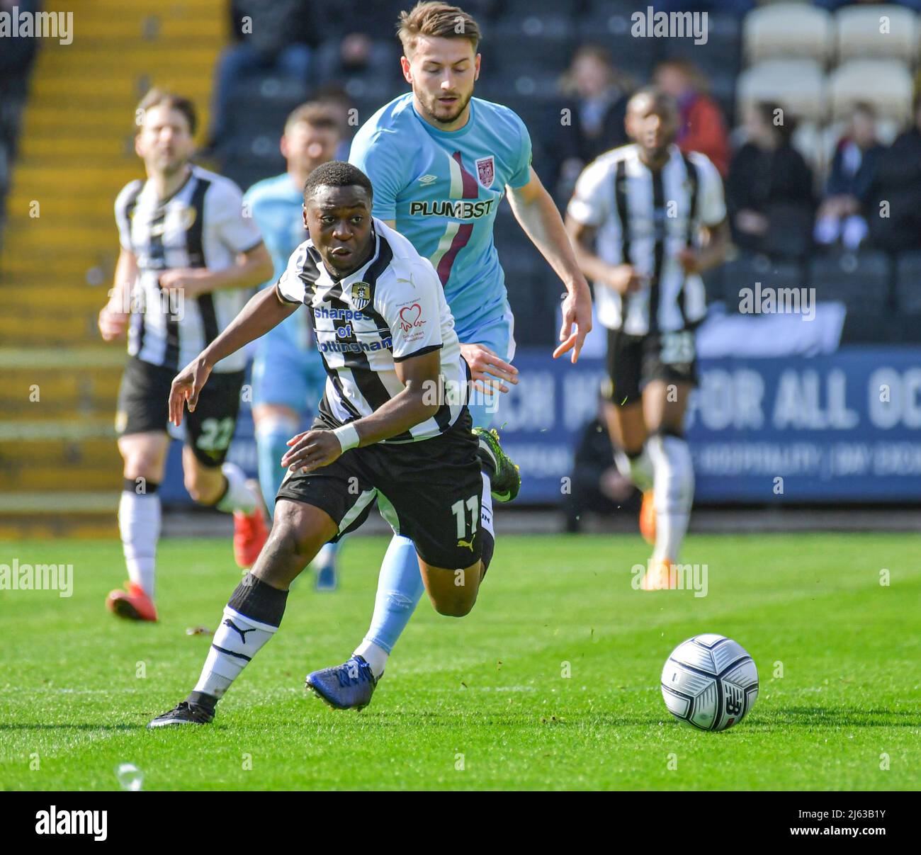 Aaron Nemane of Notts County in action . Notts County play Weymouth at ...