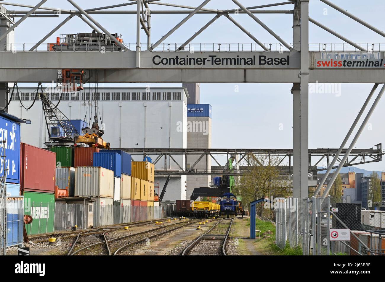 Basel, Switzerland - April 2022: Heavy crane in the city's container ...
