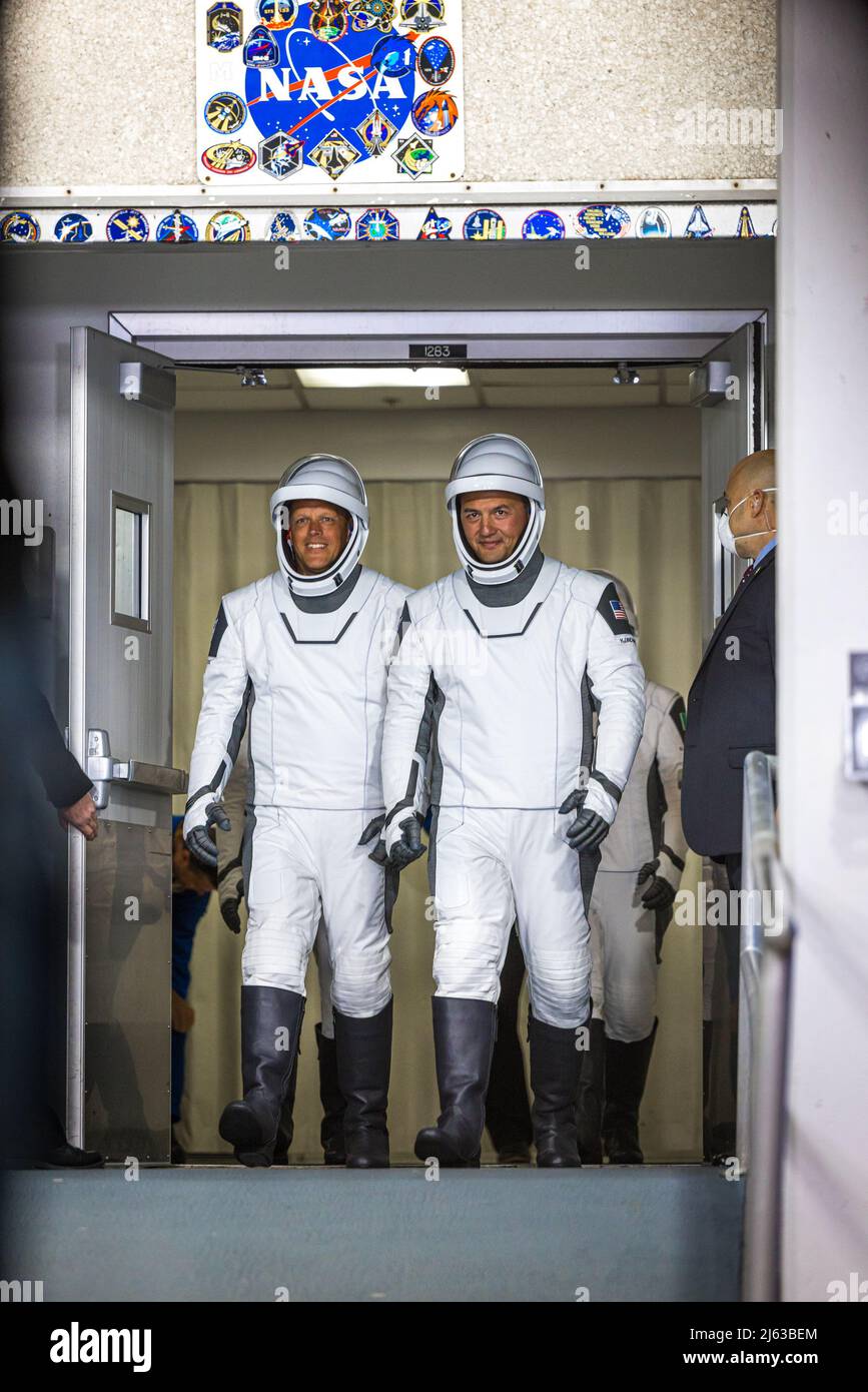 Cape Canaveral, USA. 27th Apr, 2022. SpaceX Crew-4 astronauts including ...