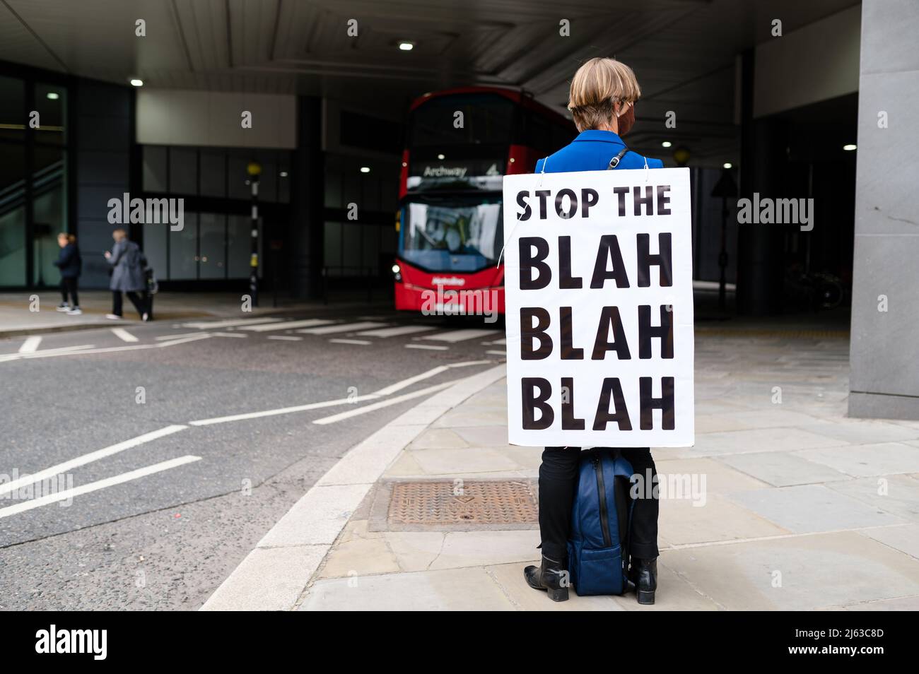 London, UK. 27 April 2022. Environmental campaigners protest at the ...