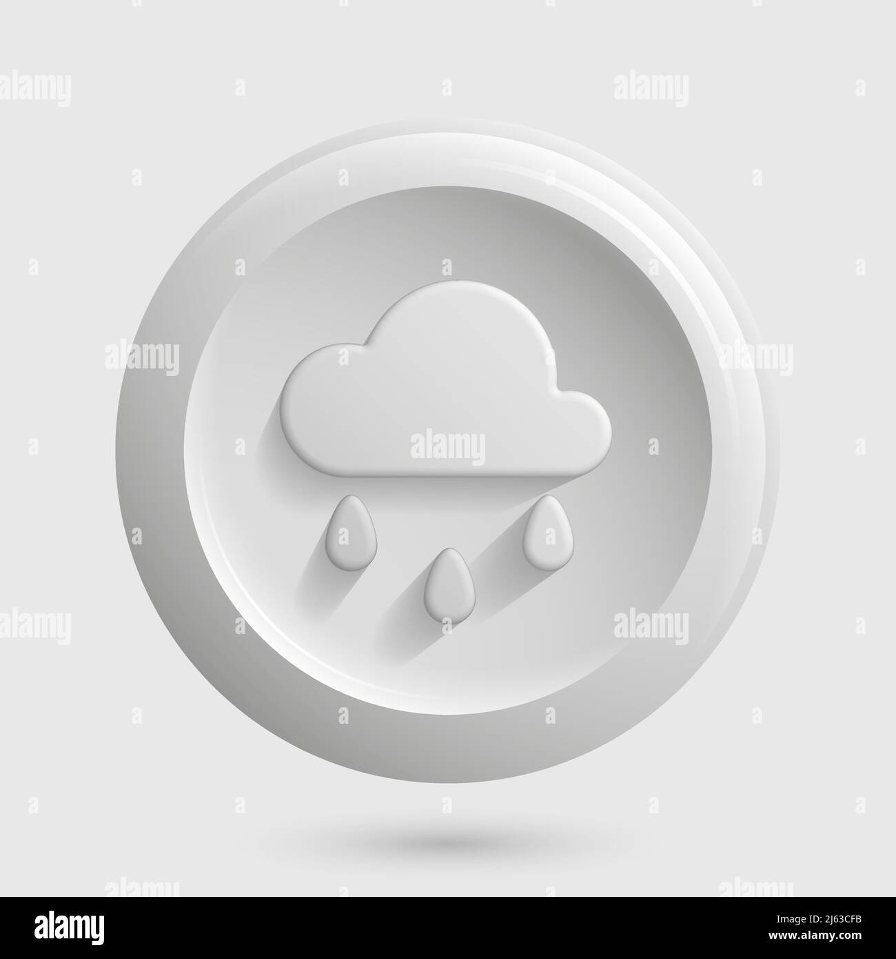 White Weather Forecast Icon. Isolated 3D Round Button. Vector ...